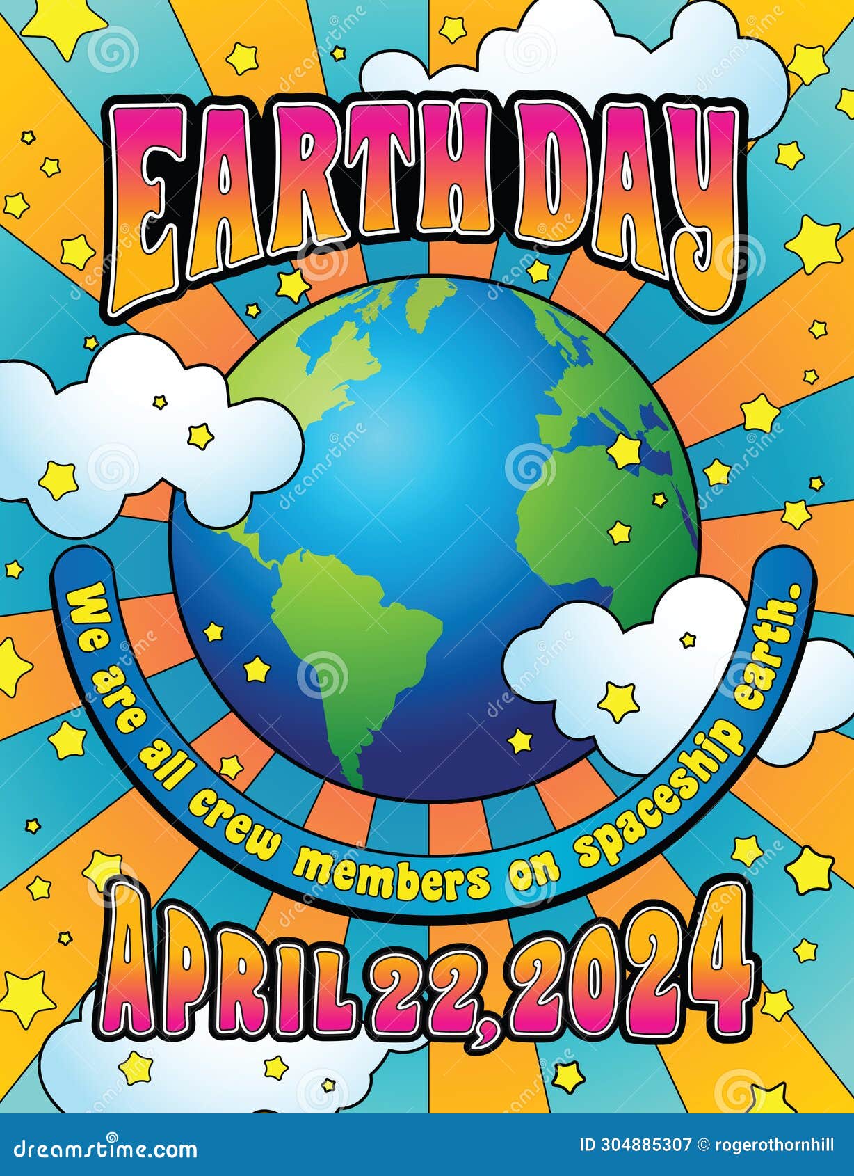 Psychedelic Earth Day 2024 Design with Planet Earth, for Posters Stock ...