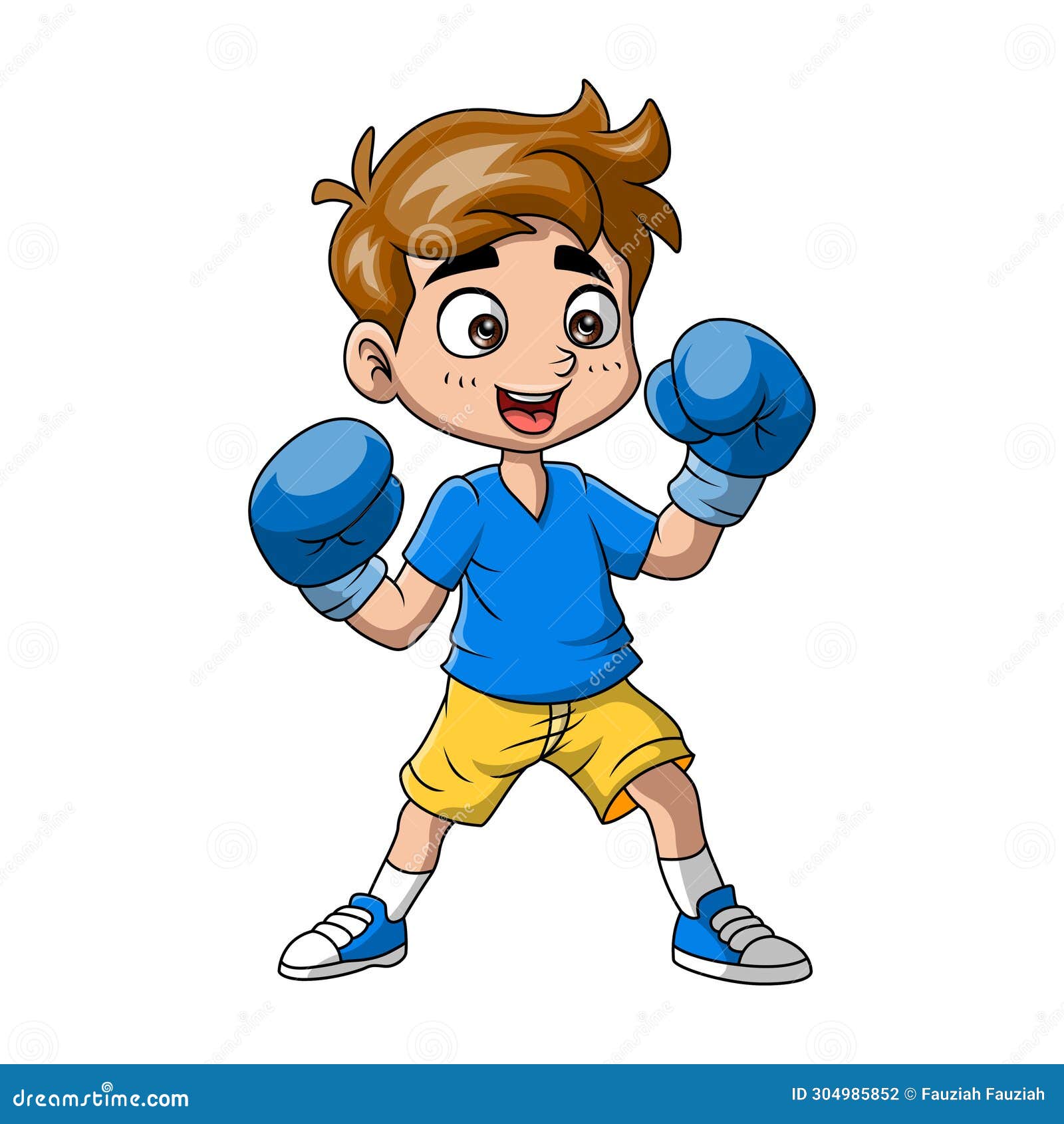 Cute Little Boy Cartoon Boxing Stock Illustration - Illustration of ...