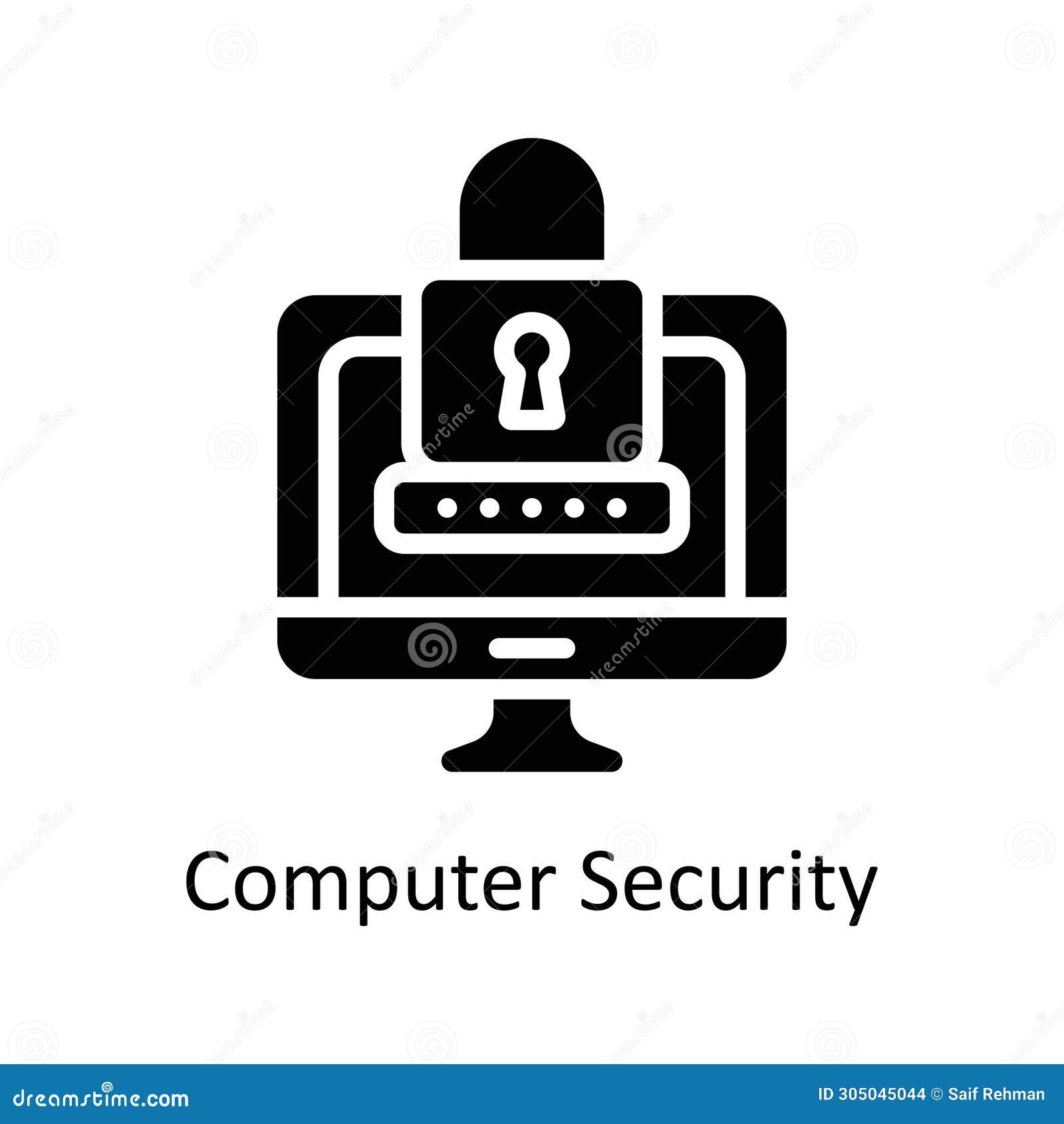Computer Security Vector Solid Icon Style Illustration. EPS 10 File ...
