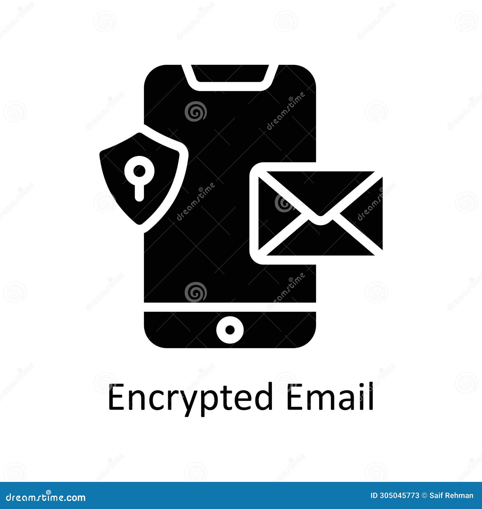 Encrypted Email Vector Solid Icon Style Illustration. EPS 10 File Stock ...