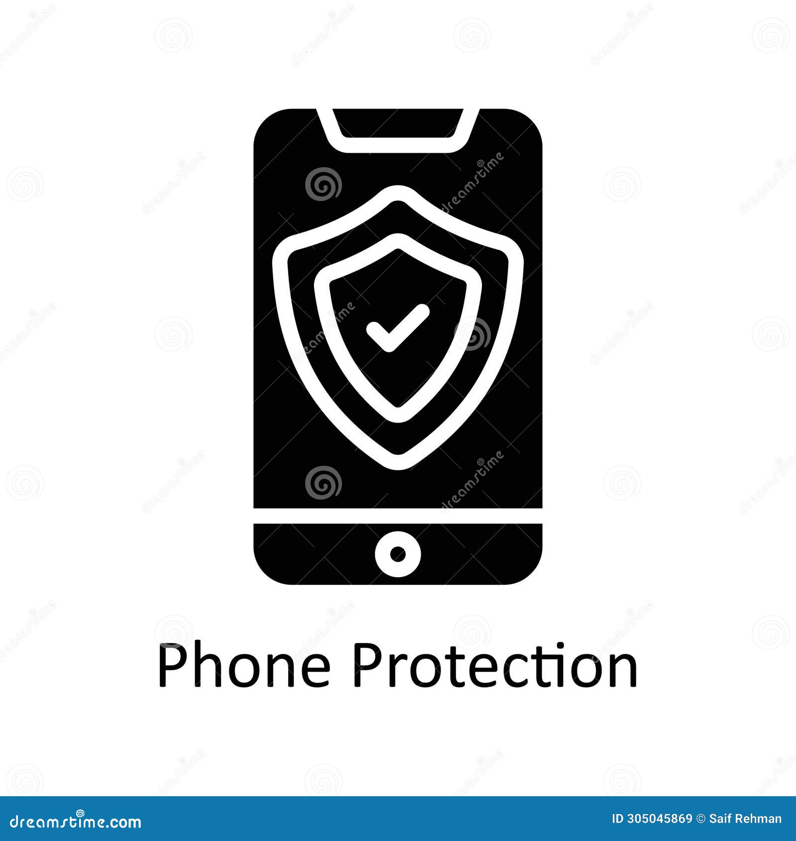 Phone Protection Vector Solid Icon Style Illustration. EPS 10 File ...
