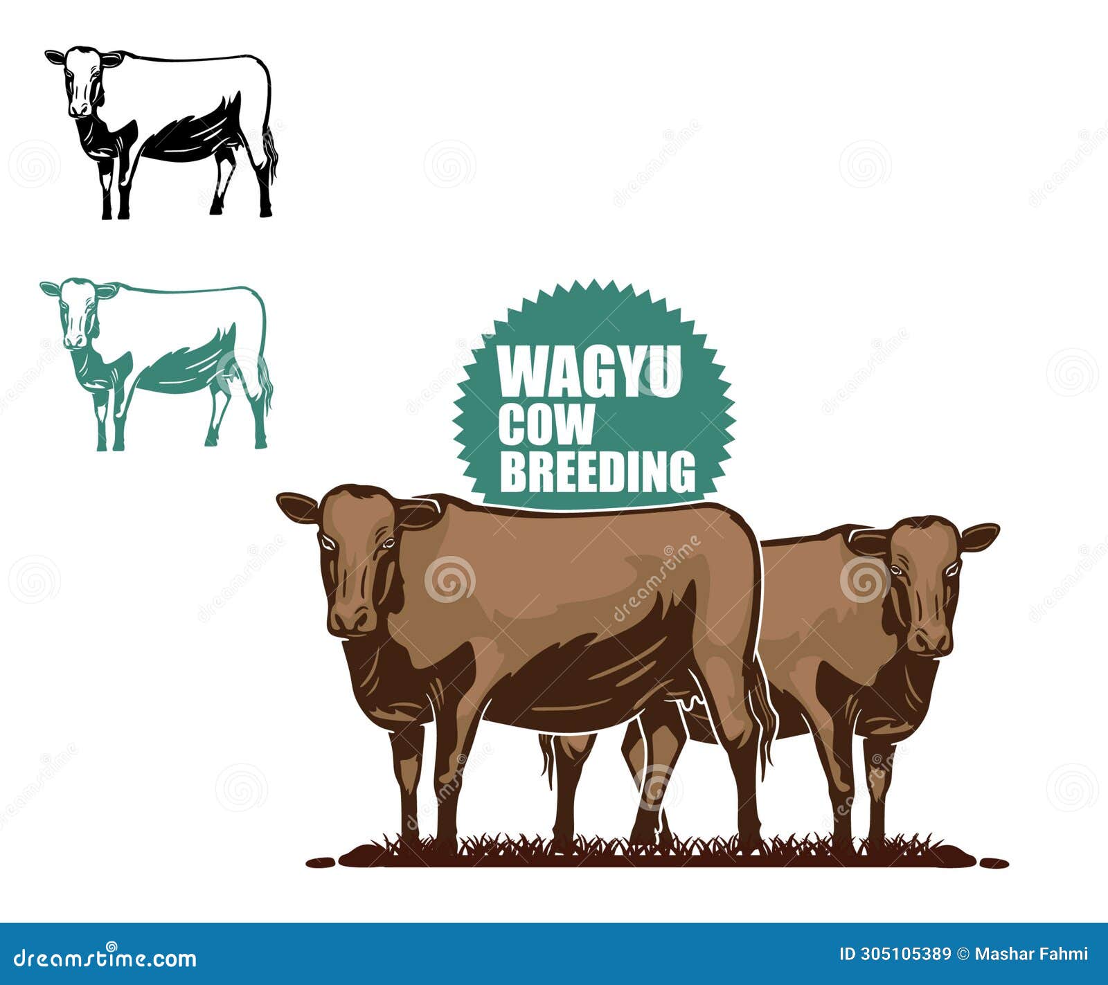 WAGYU CATTLE the BEST MEAT MAKER LOGO Stock Illustration - Illustration ...