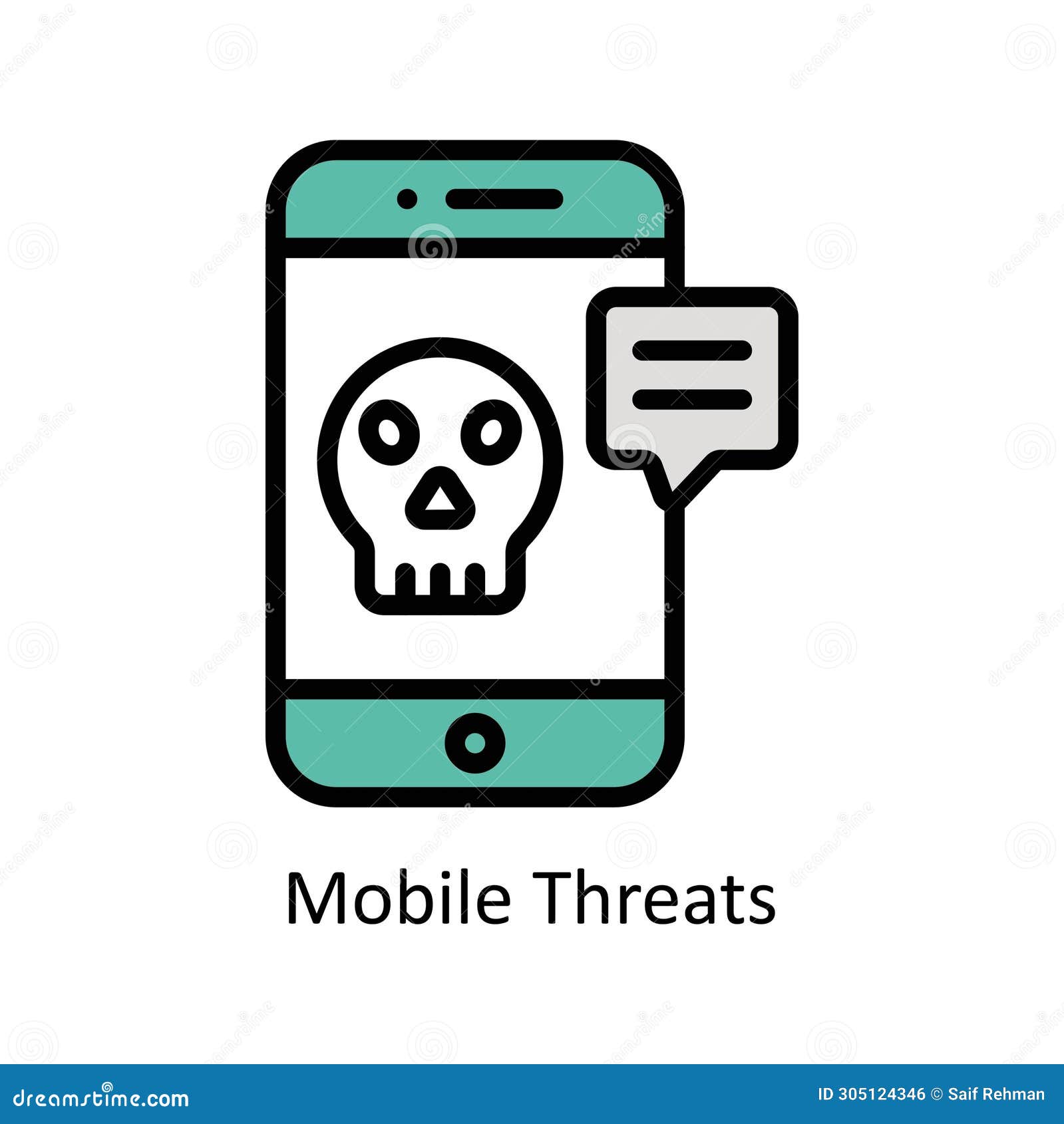 Mobile Threats Vector Filled Outline Icon Style Illustration. EPS 10 File Stock Vector ...
