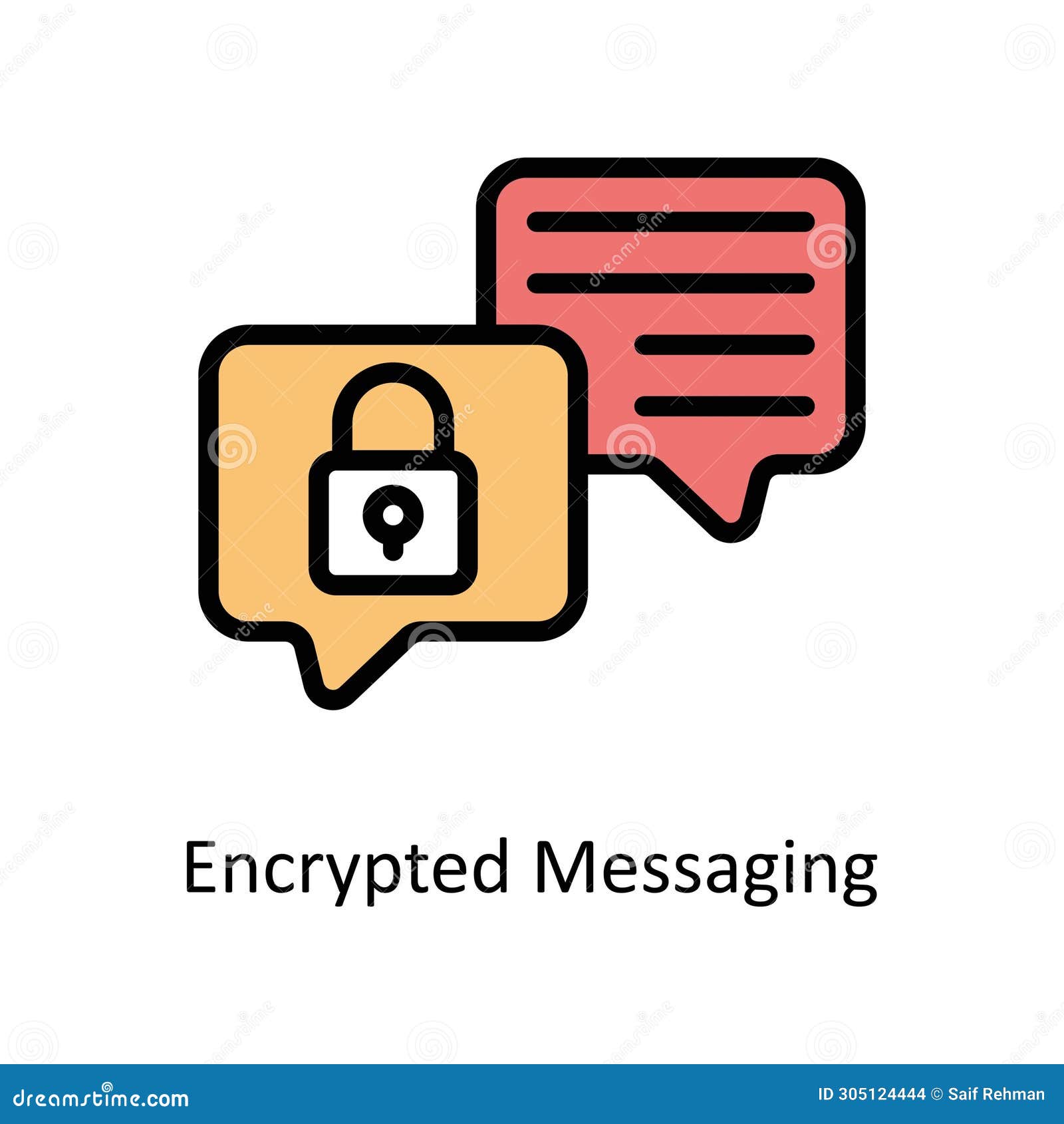 Encrypted Messaging Vector Filled Outline Icon Style Illustration. EPS ...