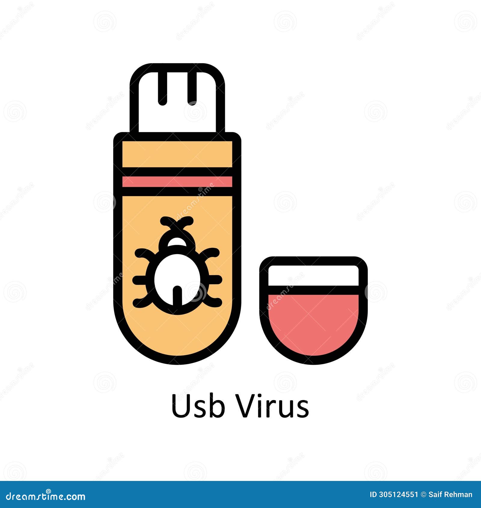 Usb Virus Vector Filled Outline Icon Style Illustration. EPS 10 File ...