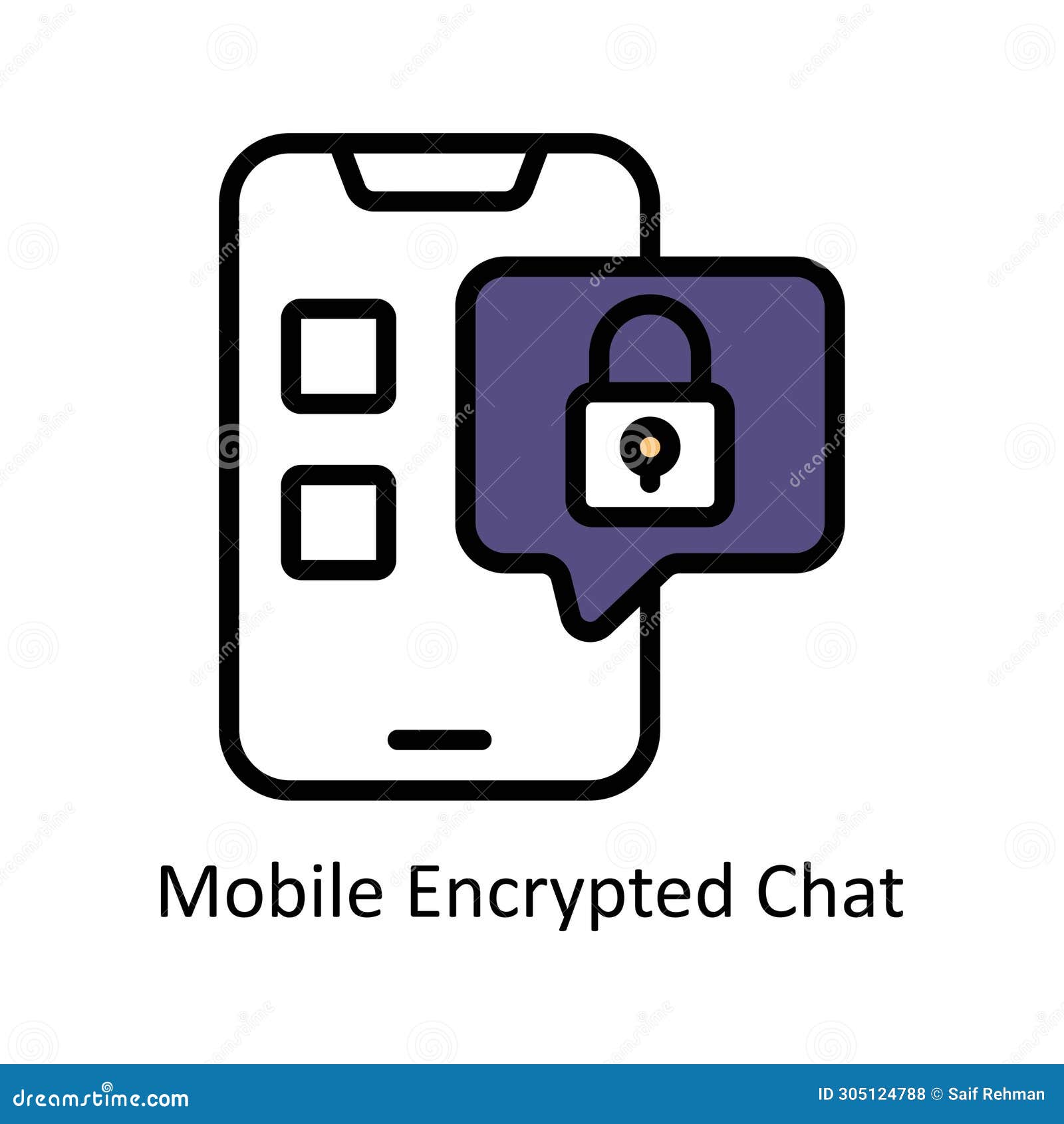 Mobile Encrypted Chat Vector Filled Outline Icon Style Illustration ...