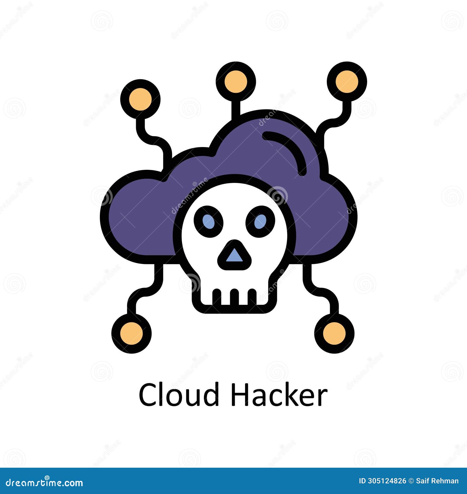 Cloud Hacker Vector Filled Outline Icon Style Illustration. EPS 10 File ...