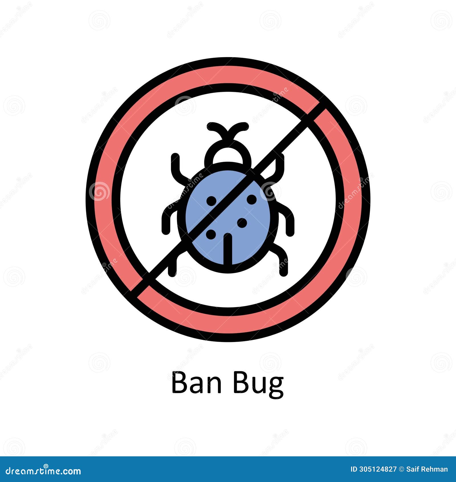 Ban Bug Vector Filled Outline Icon Style Illustration. EPS 10 File ...