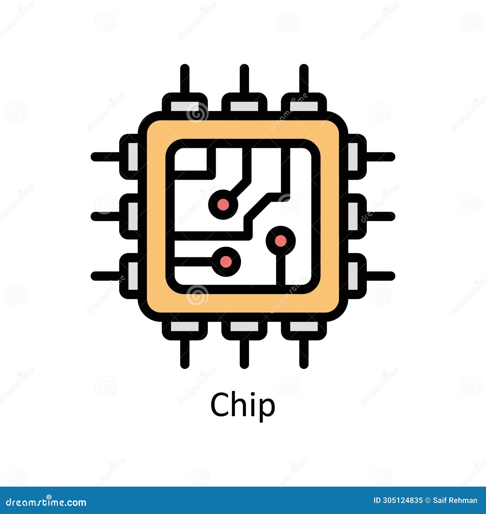 Chip Vector Filled Outline Icon Style Illustration. EPS 10 File Stock ...