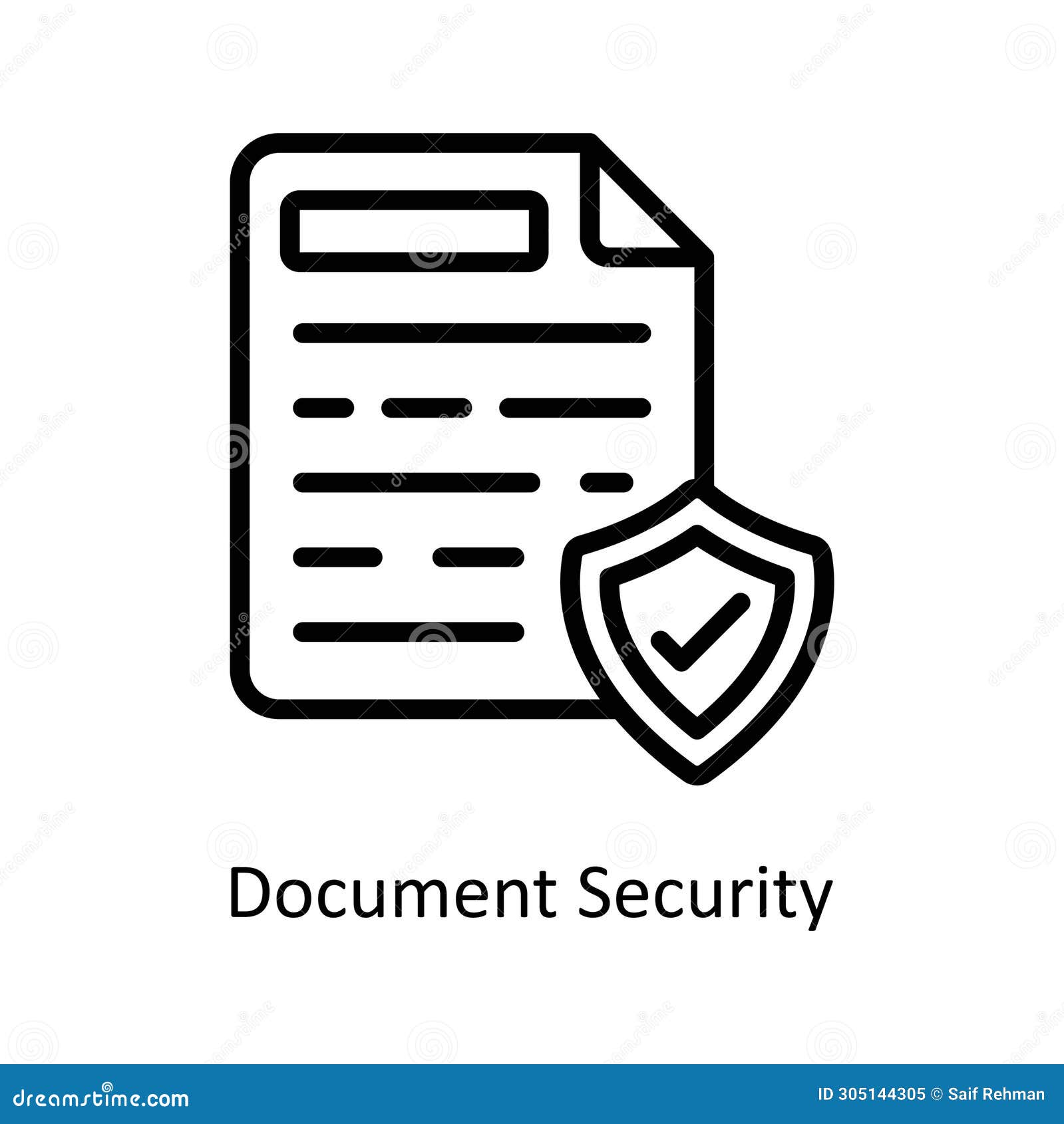 Document Security Vector Outline Icon Style Illustration. EPS 10 File ...
