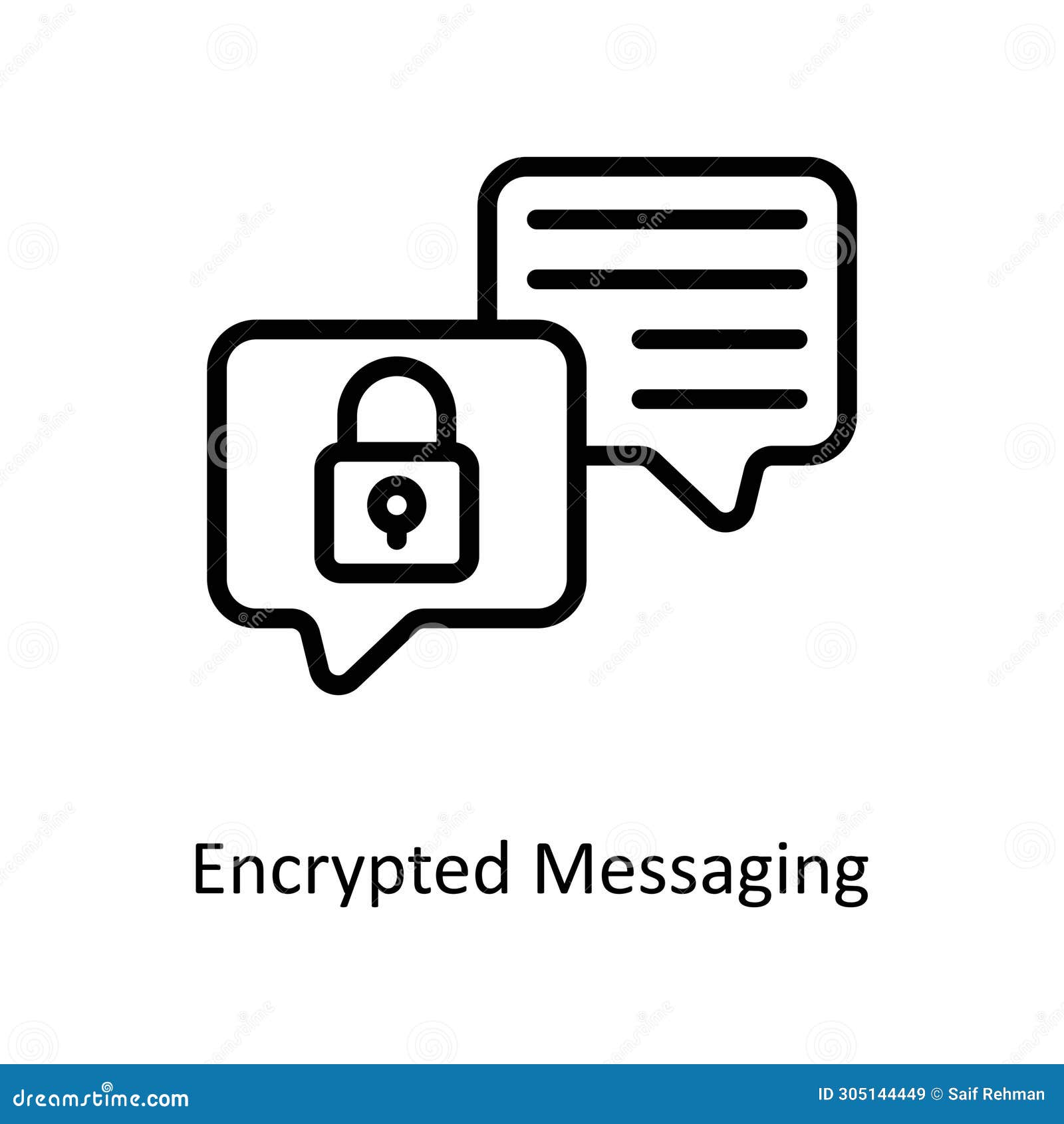 Encrypted Messaging Vector Outline Icon Style Illustration. EPS 10 File ...