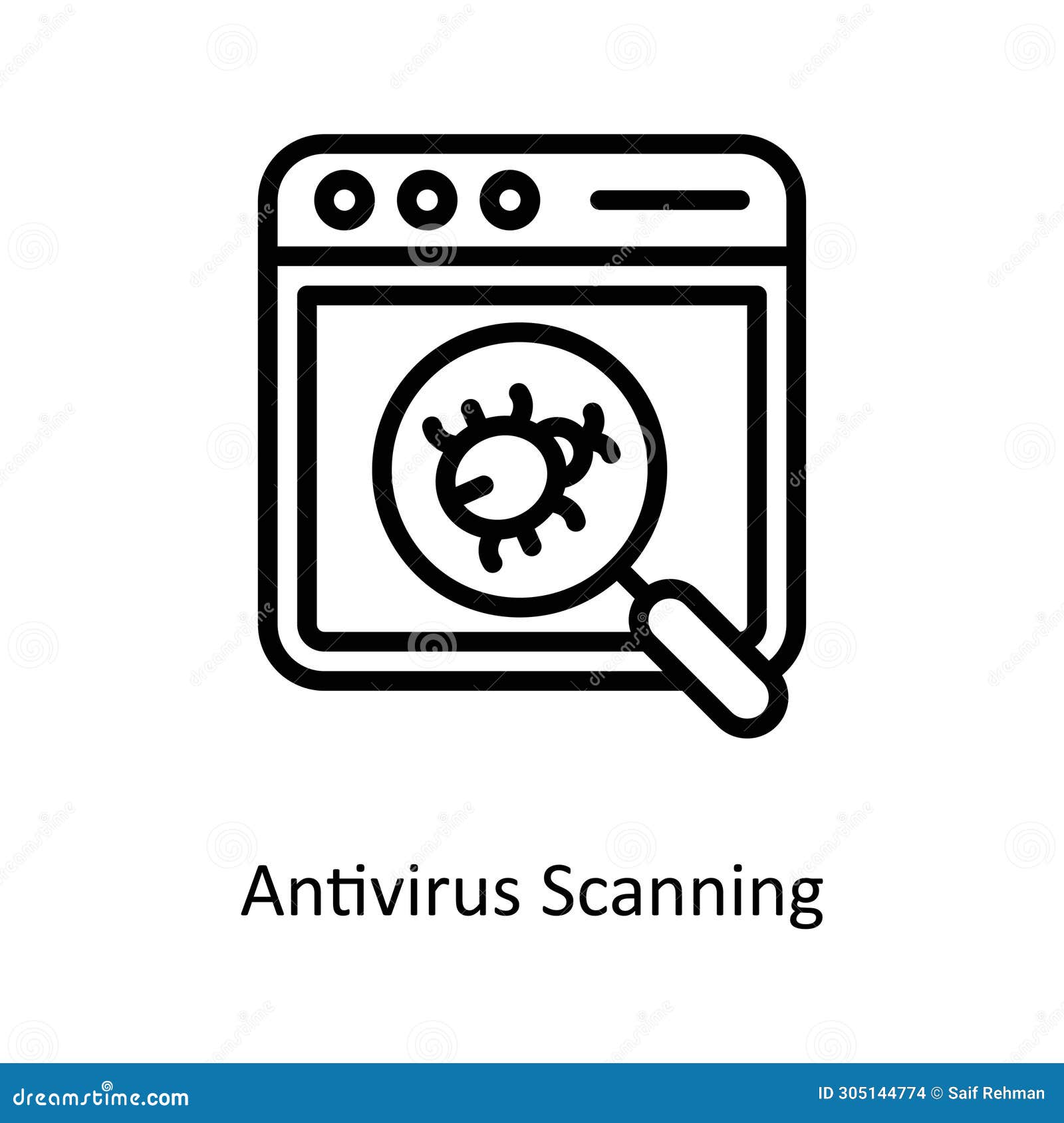 Antivirus Scanning Vector Outline Icon Style Illustration. EPS 10 File ...