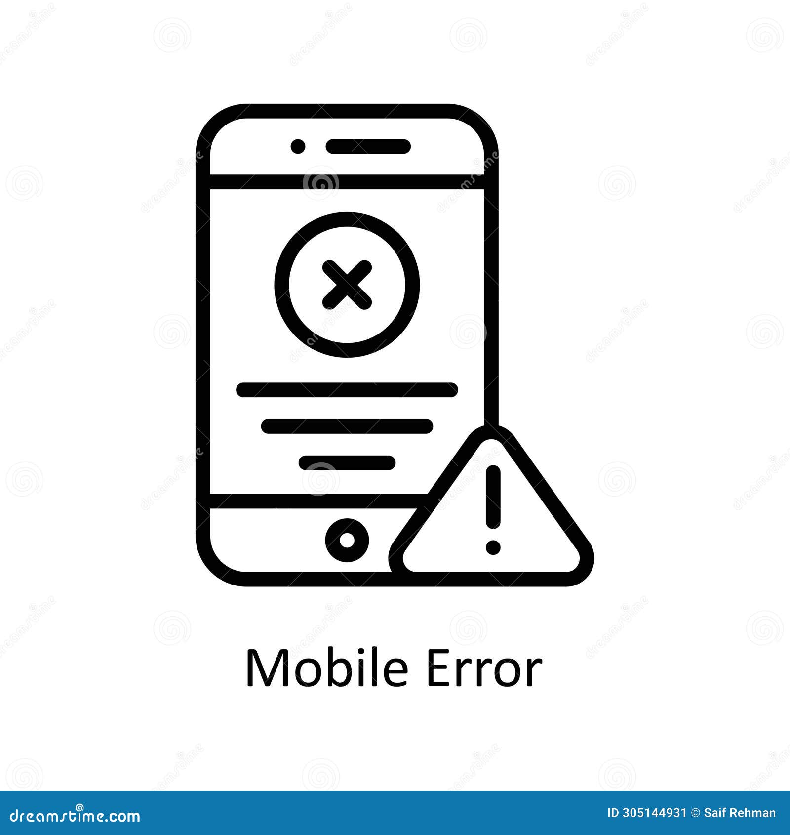 Mobile Error Vector Outline Icon Style Illustration. EPS 10 File Stock ...