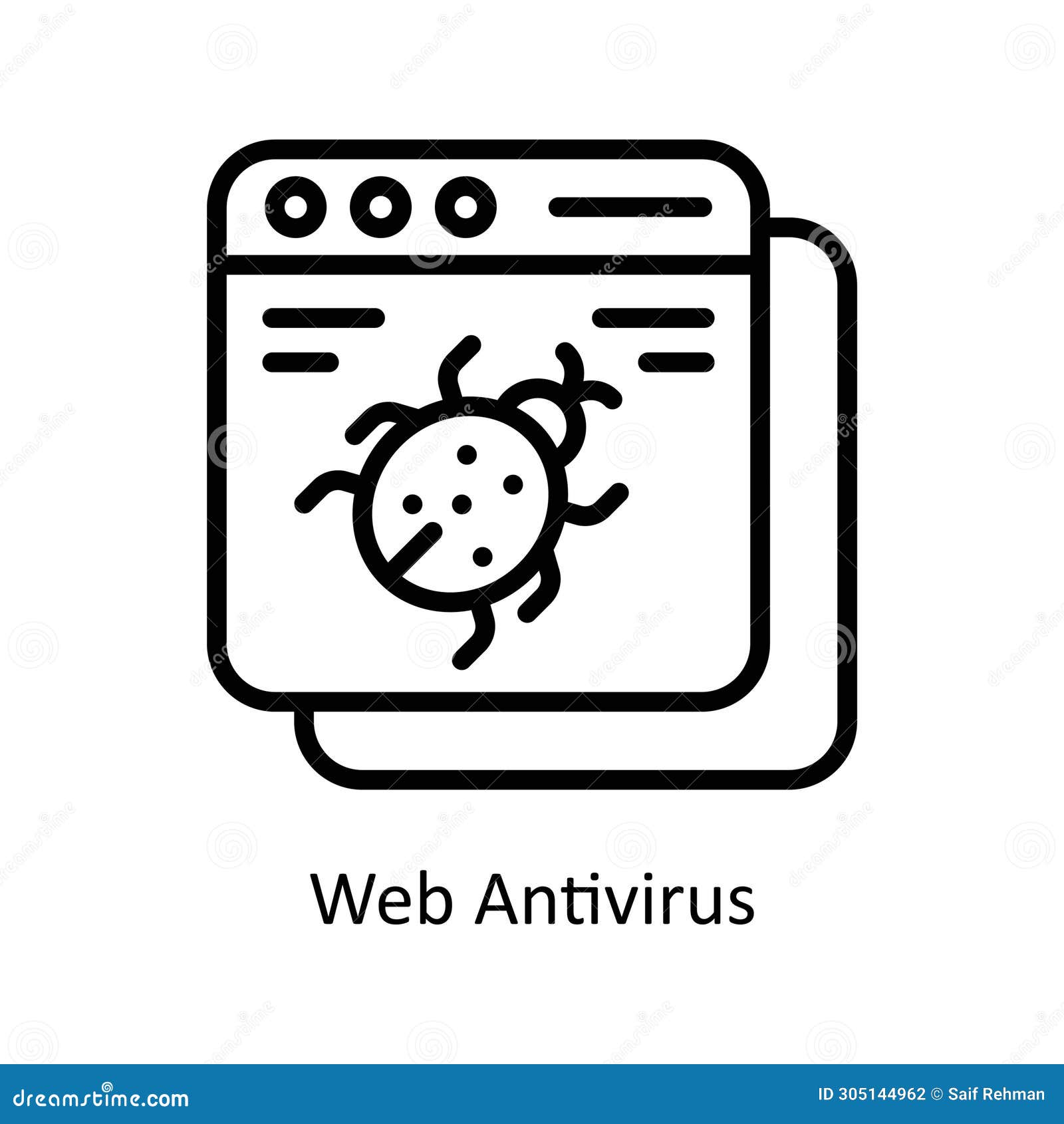 Web Antivirus Vector Outline Icon Style Illustration. EPS 10 File Stock ...