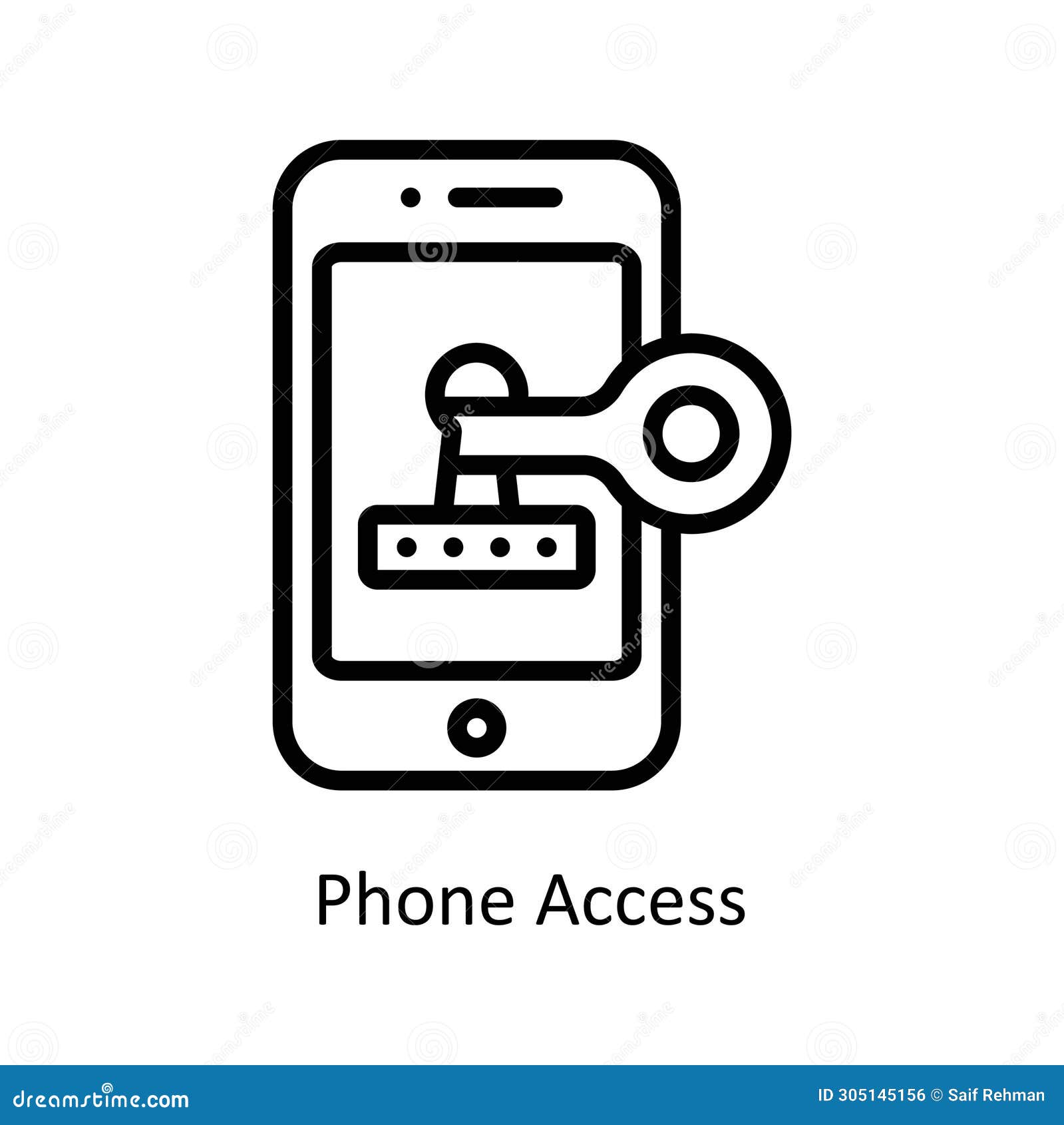 Phone Access Vector Outline Icon Style Illustration. EPS 10 File Stock ...