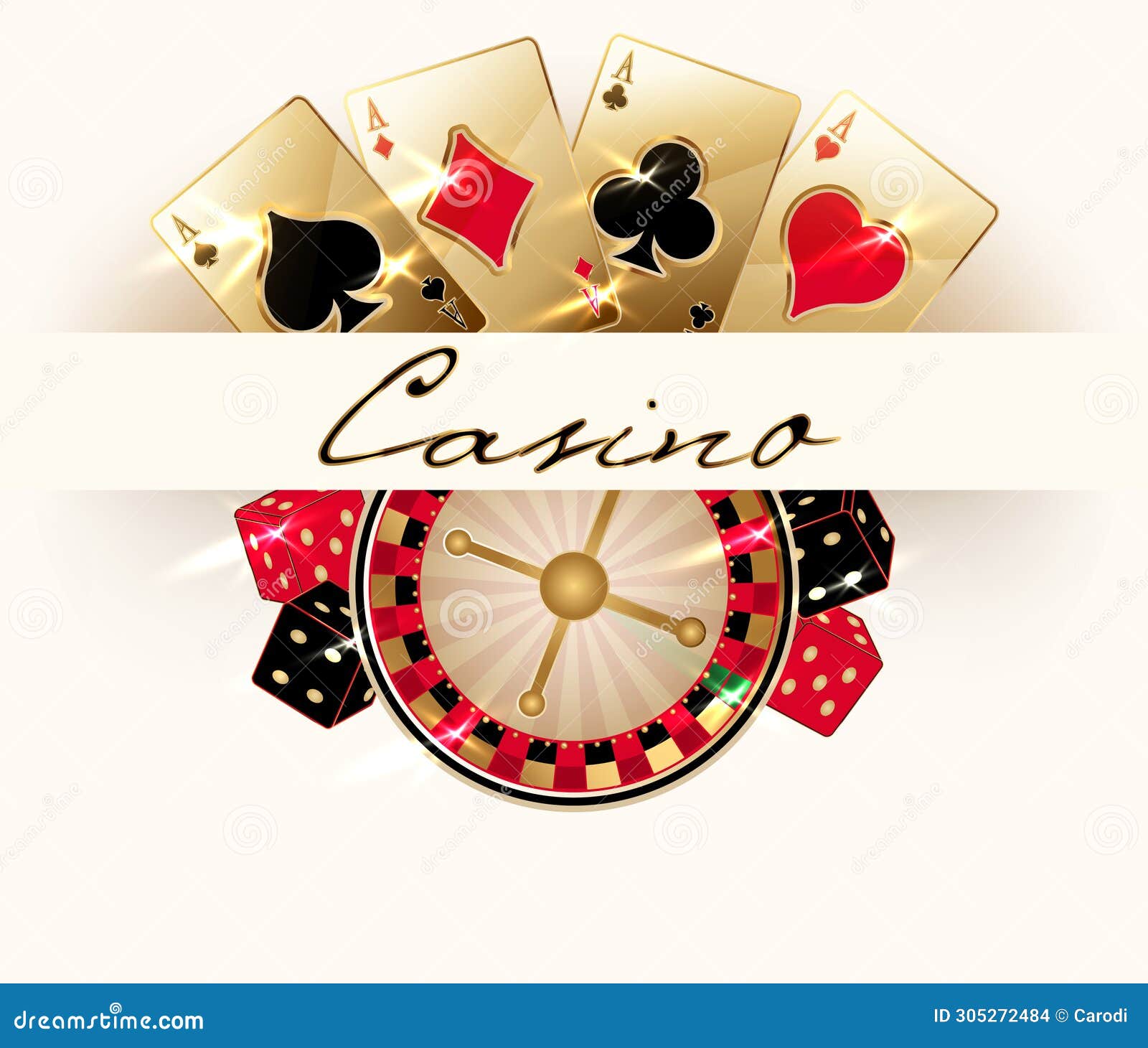 Casino Invitation Card with Roulette and Poker Cards, Vector Stock ...