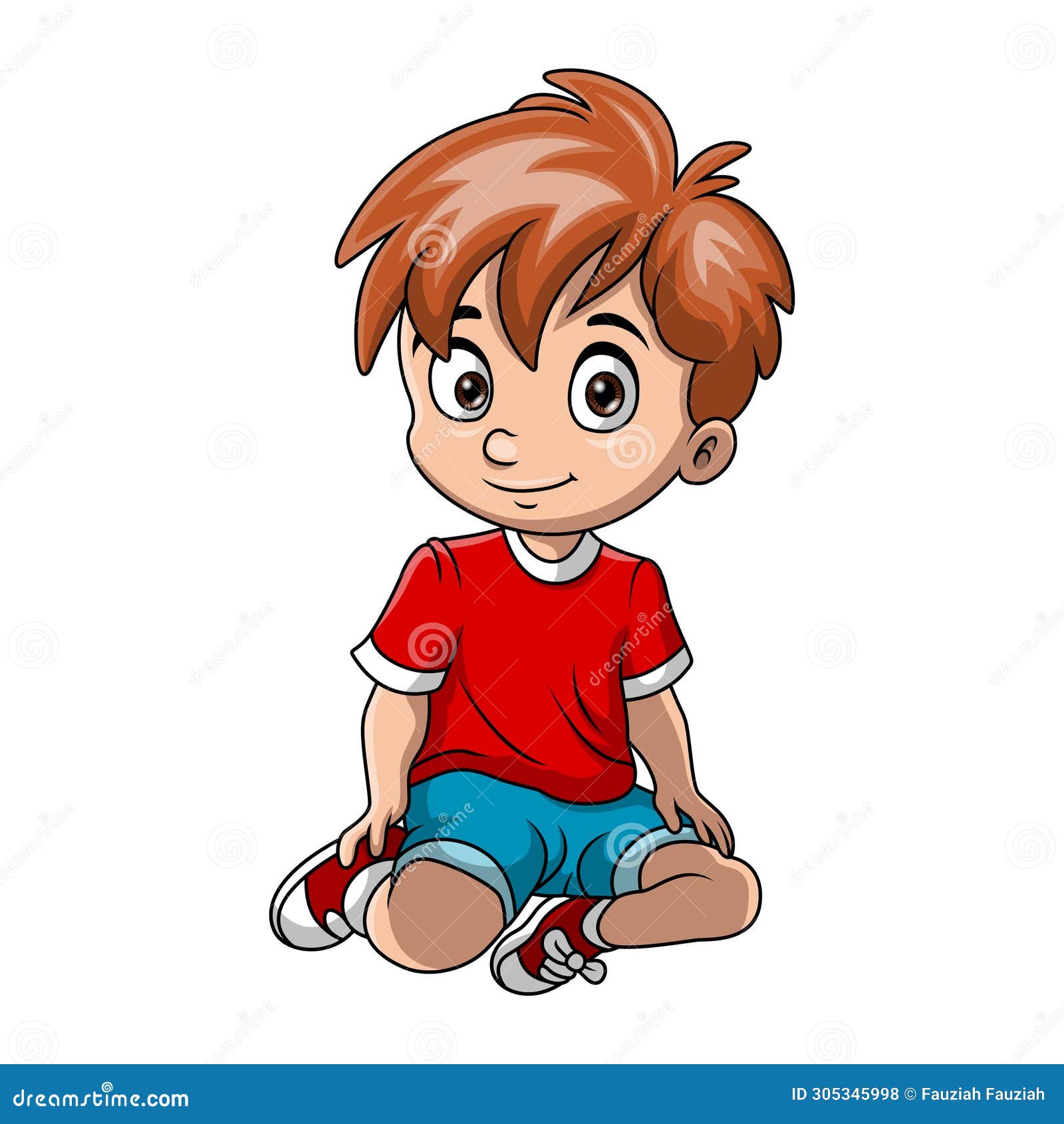 Happy Little Boy Cartoon Sitting Stock Vector - Illustration of ...