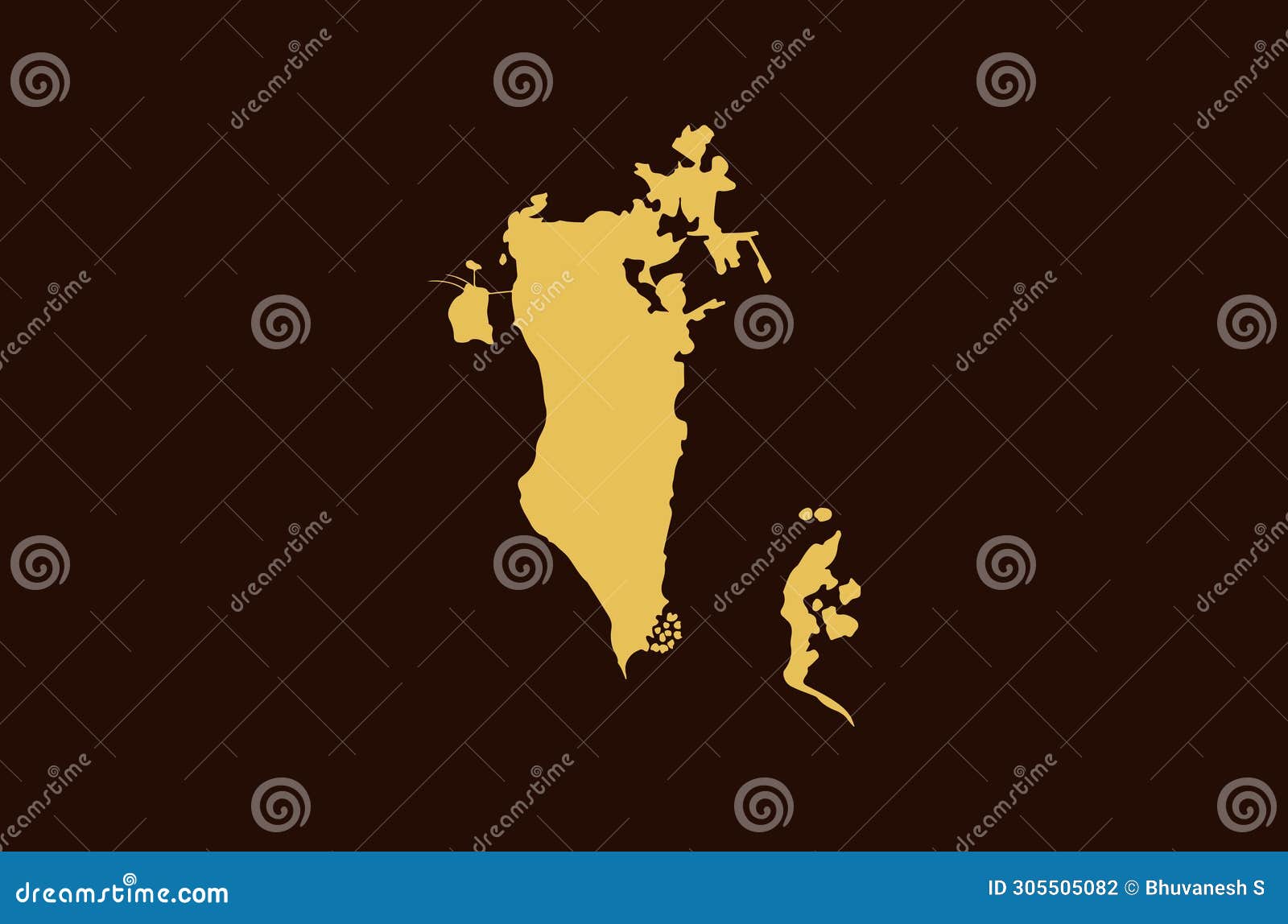 Bahrain Vector Map Isolated On White Background. High-Detailed Black ...