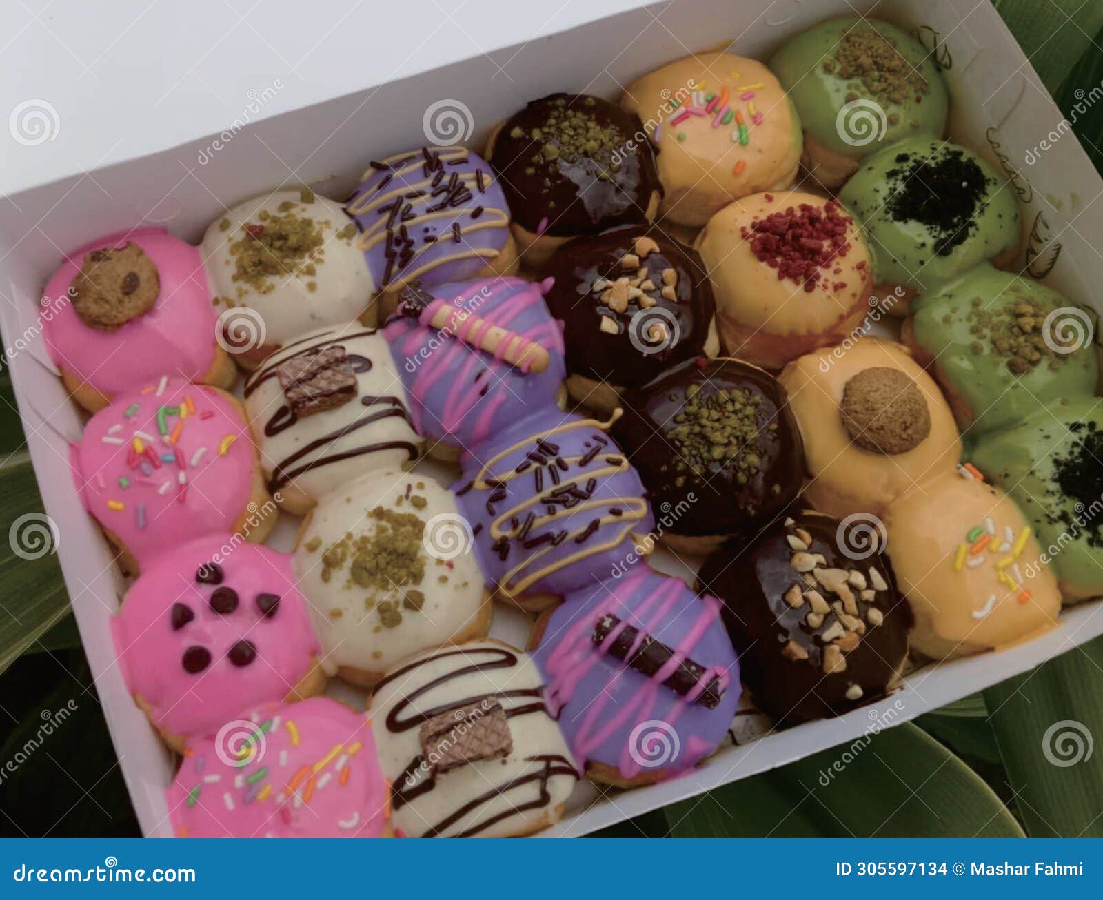 Beautiful and Delicious Multi-colored Donuts Stock Photo - Image of ...