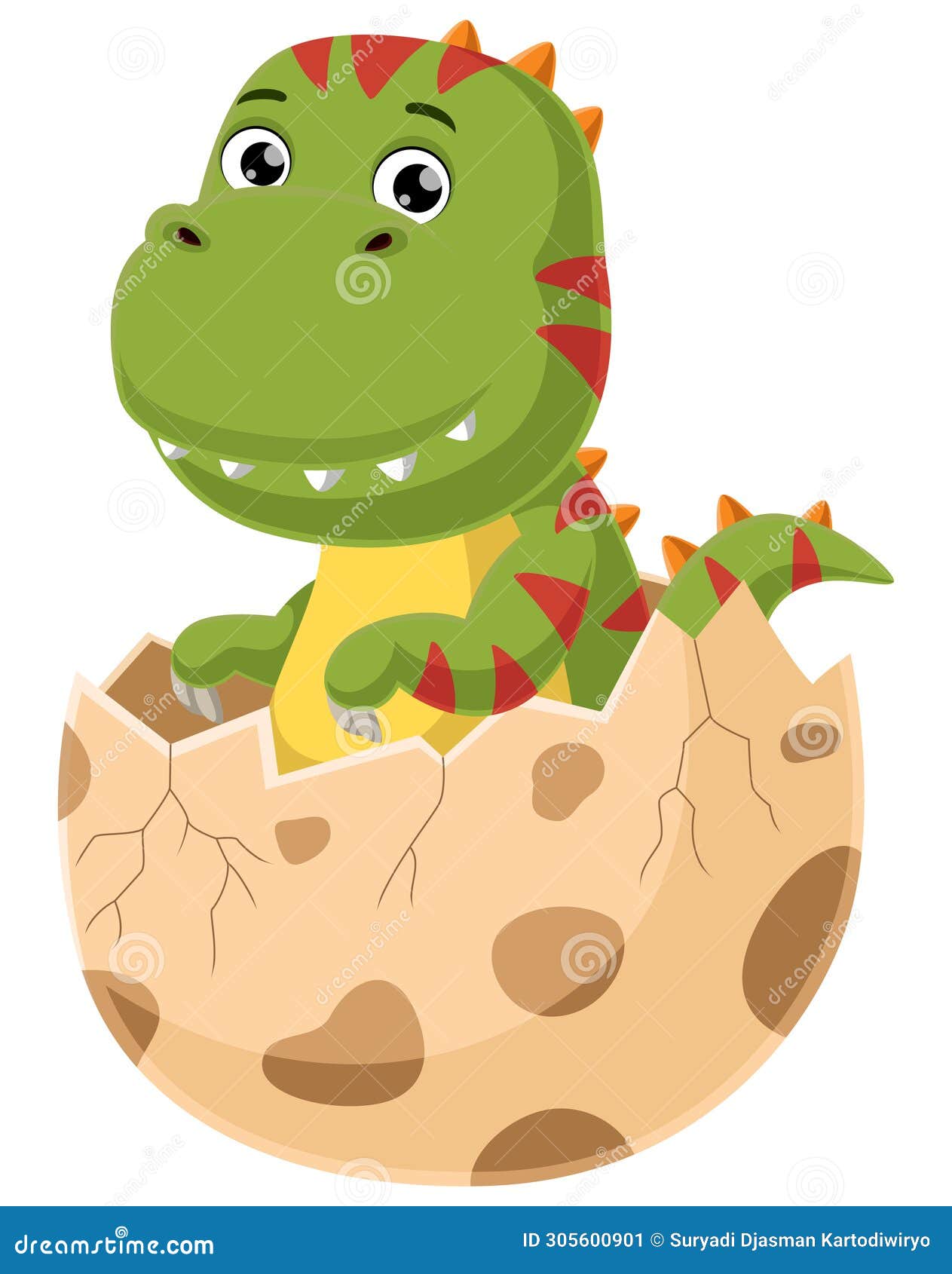 Cute Baby Dinosaur Cartoon Hatching from Egg Stock Vector ...