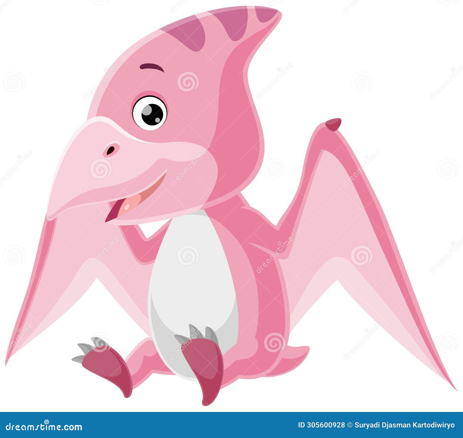 Cute Pterodactyl Cartoon on White Background Stock Vector ...