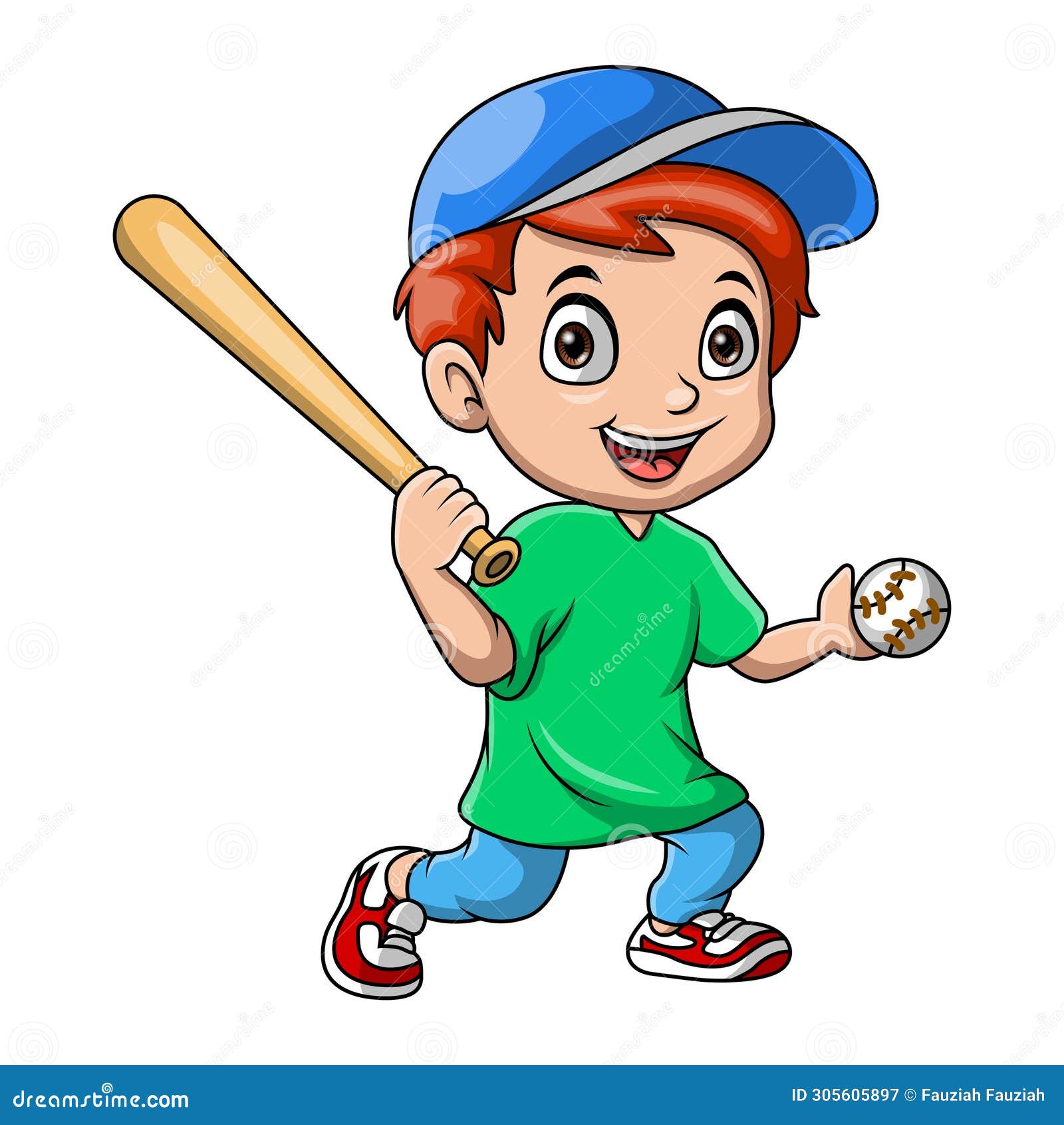 Cute Little Girl Cartoon Playing a Baseball Stock Vector - Illustration ...