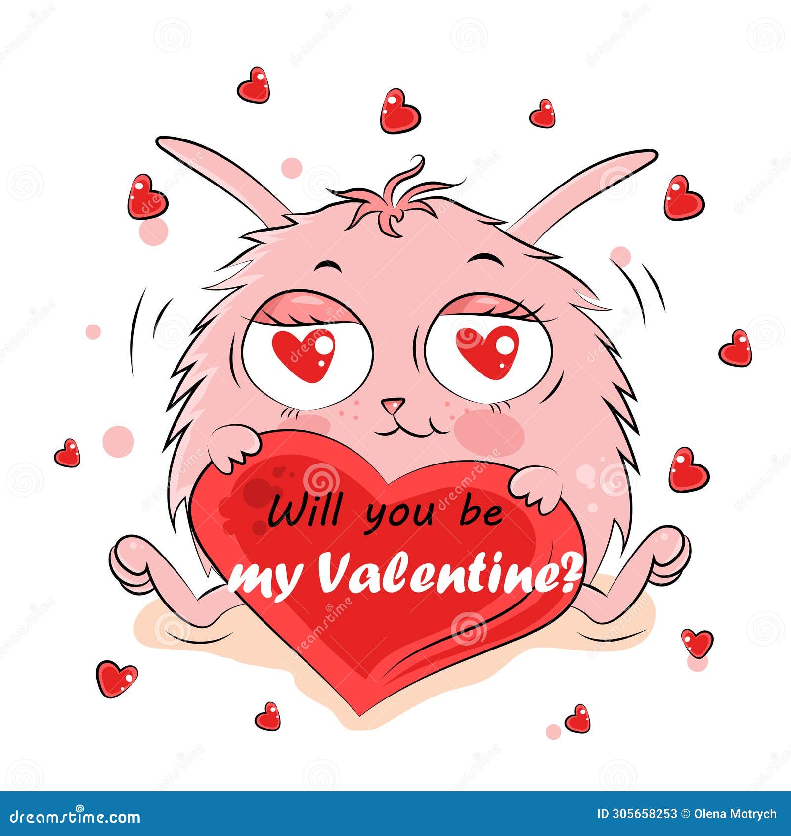 Greeting Card for Valentine S Day with Cute Cartoon Rabbit. Stock ...