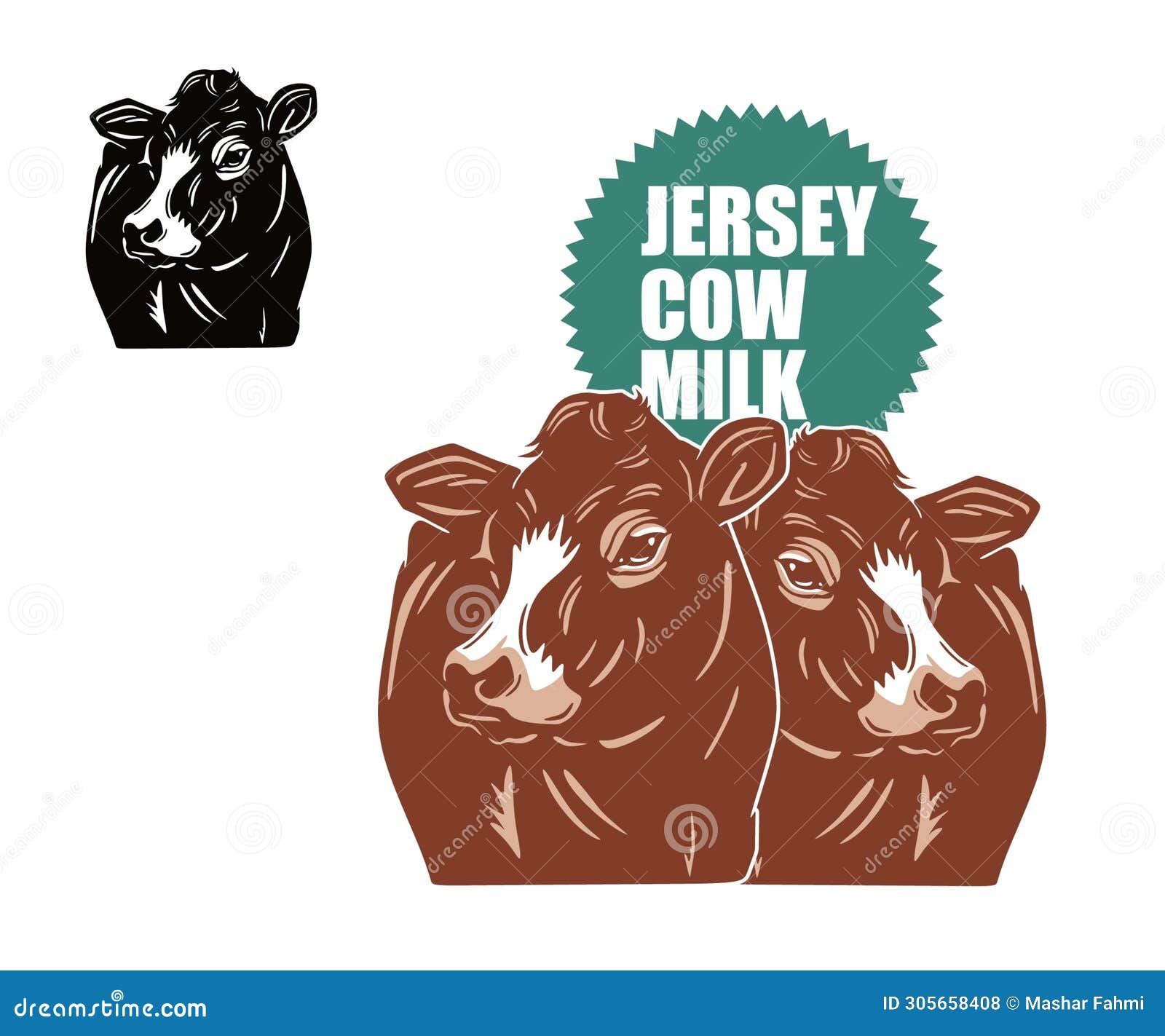 GREAT JERSEY DAIRY COW MILK LOGO Stock Illustration - Illustration of ...