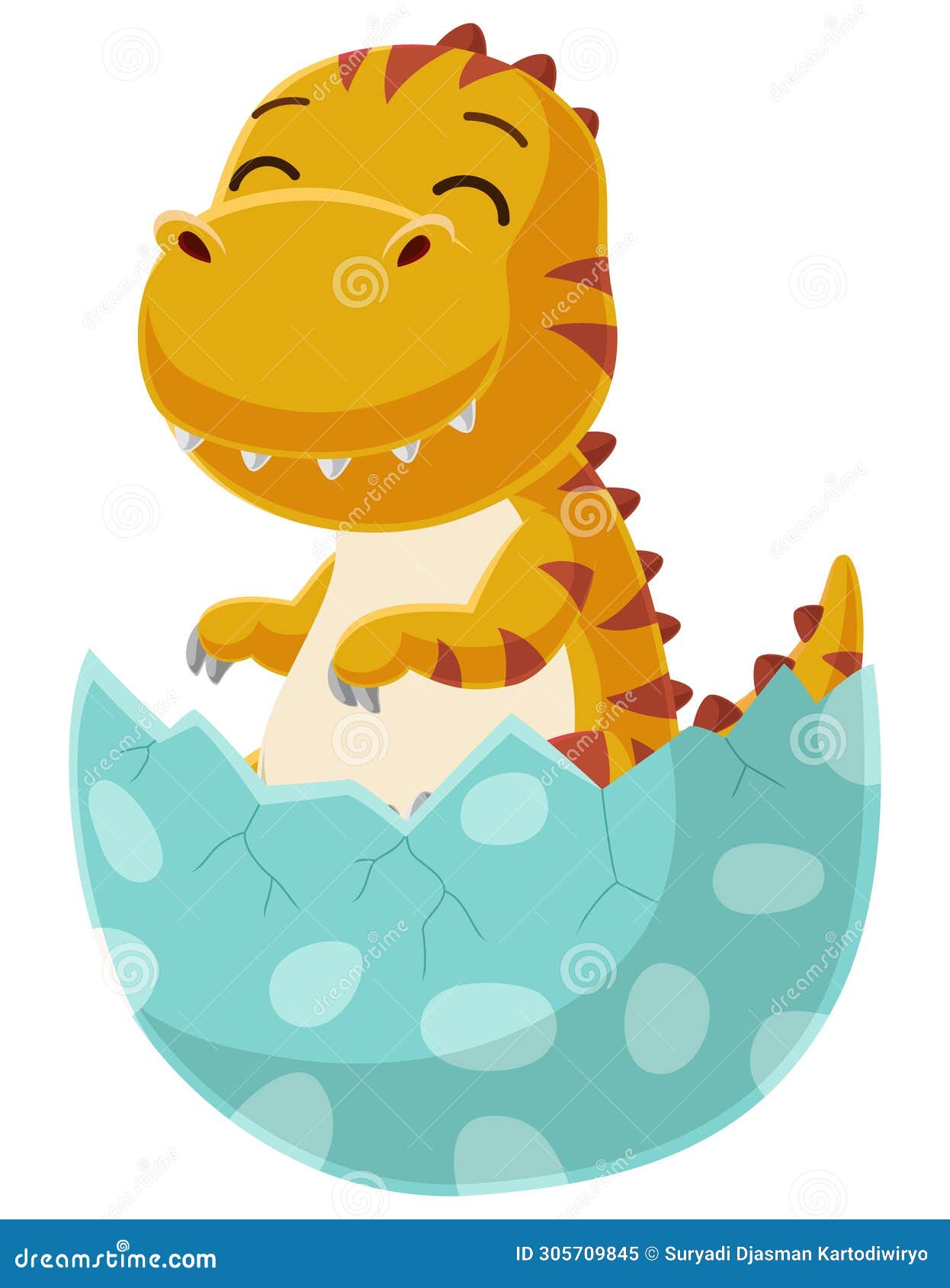 Cute Baby Dinosaur Cartoon Hatching from Egg Stock Illustration ...
