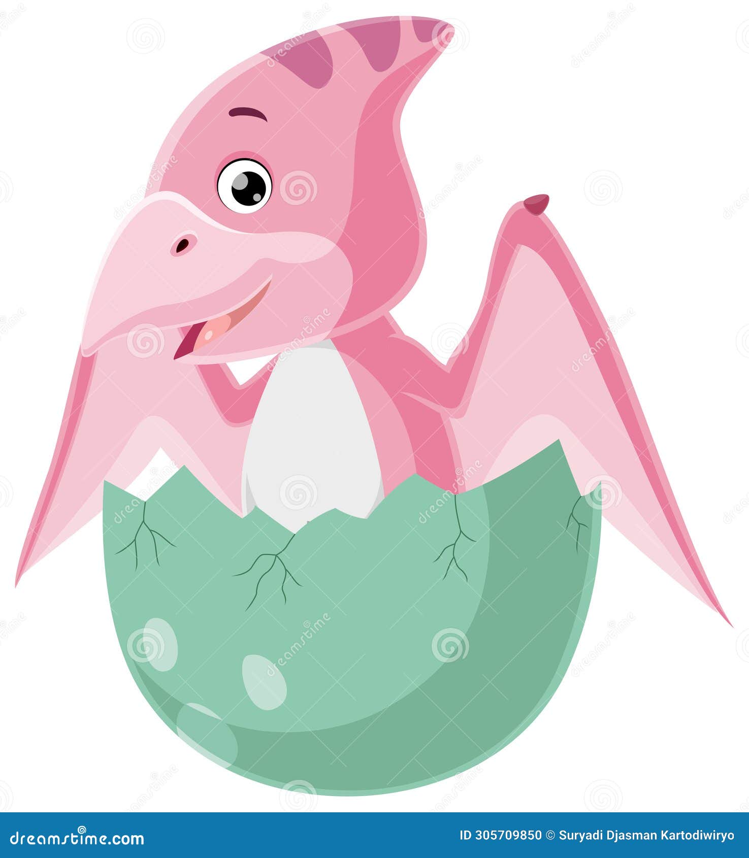 Microraptor. Cute Cartoon Hand Drawn Illustration With Dinosaur And M ...