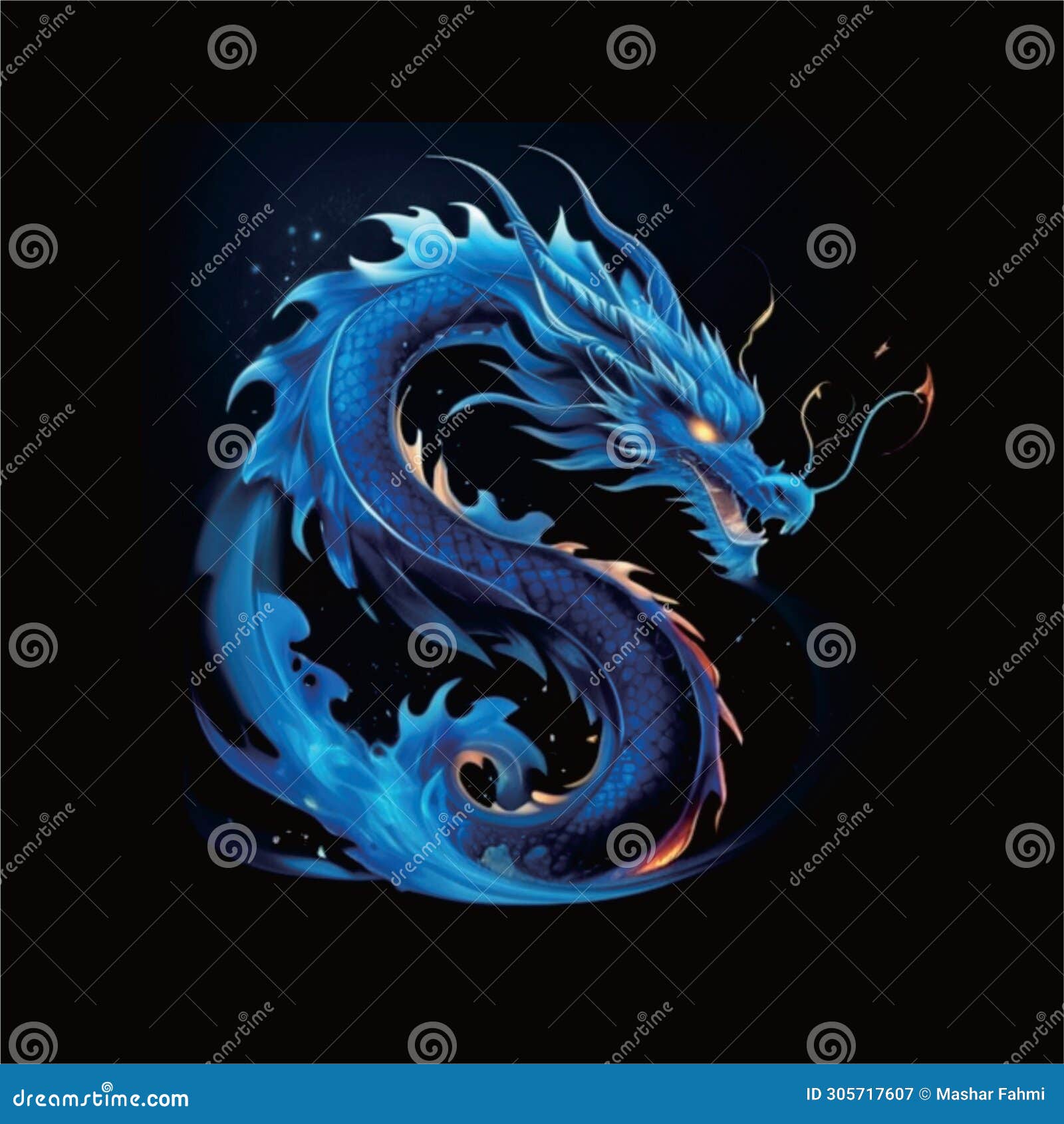 Blue Dragon As a Symbol of Strength and Glory Stock Illustration ...