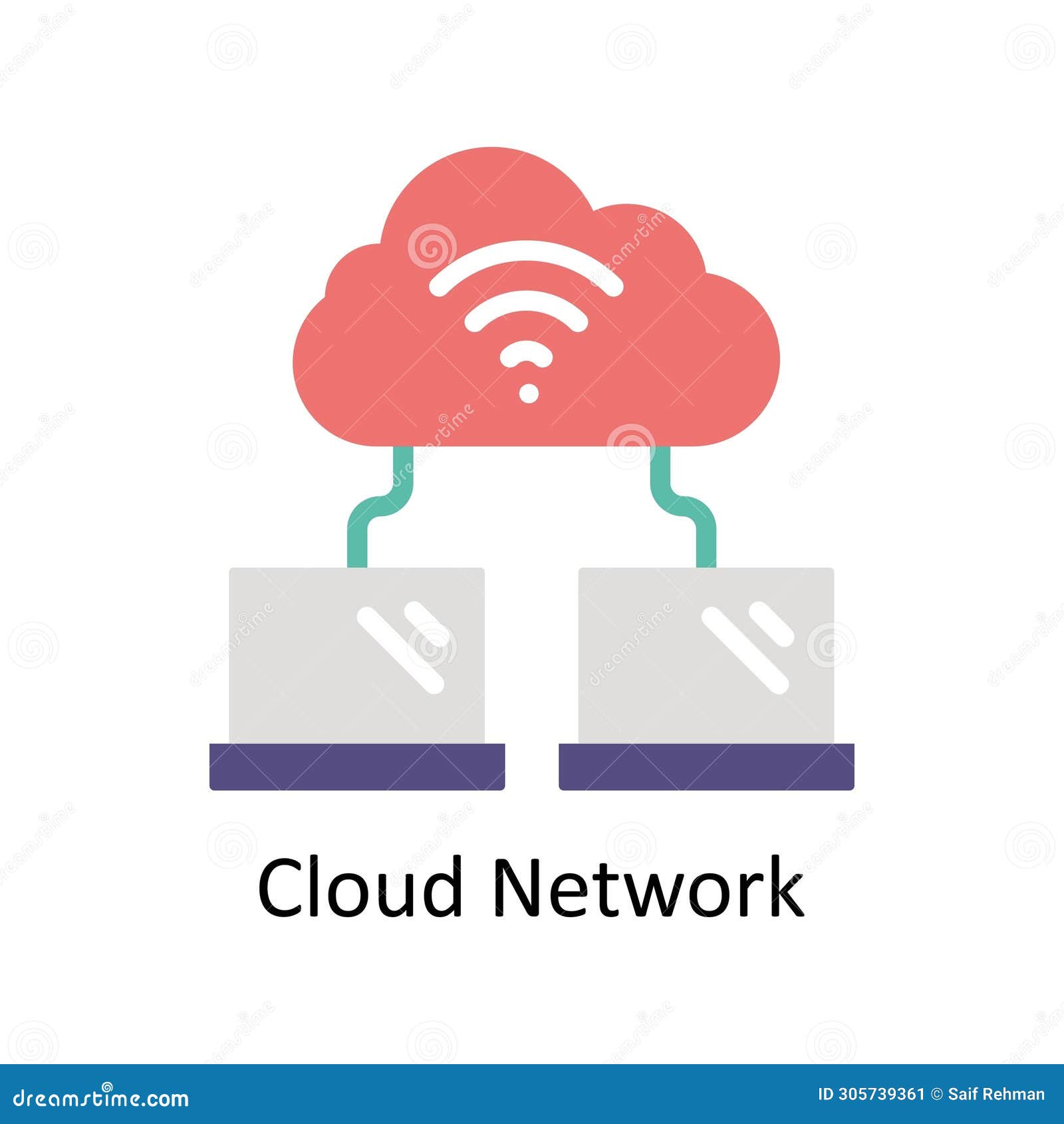 Cloud Network Vector Flat Icon Style Illustration. EPS 10 File Stock ...