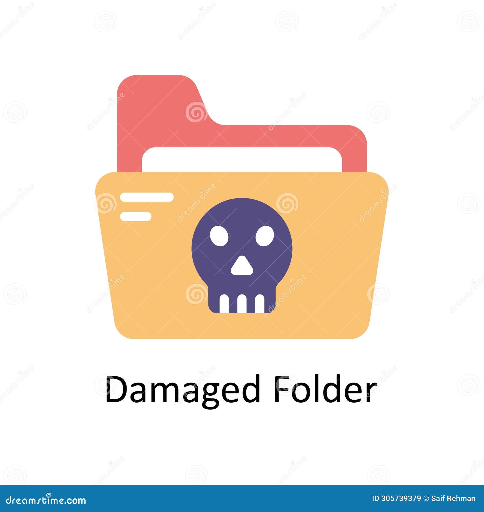 Damaged Folder Vector Flat Icon Style Illustration. EPS 10 File Stock ...
