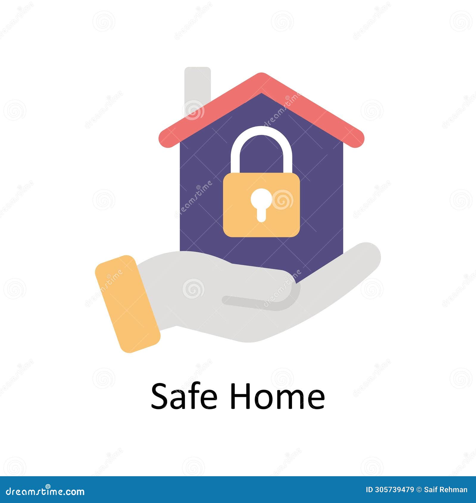 Safe Home Vector Flat Icon Style Illustration. EPS 10 File Stock ...