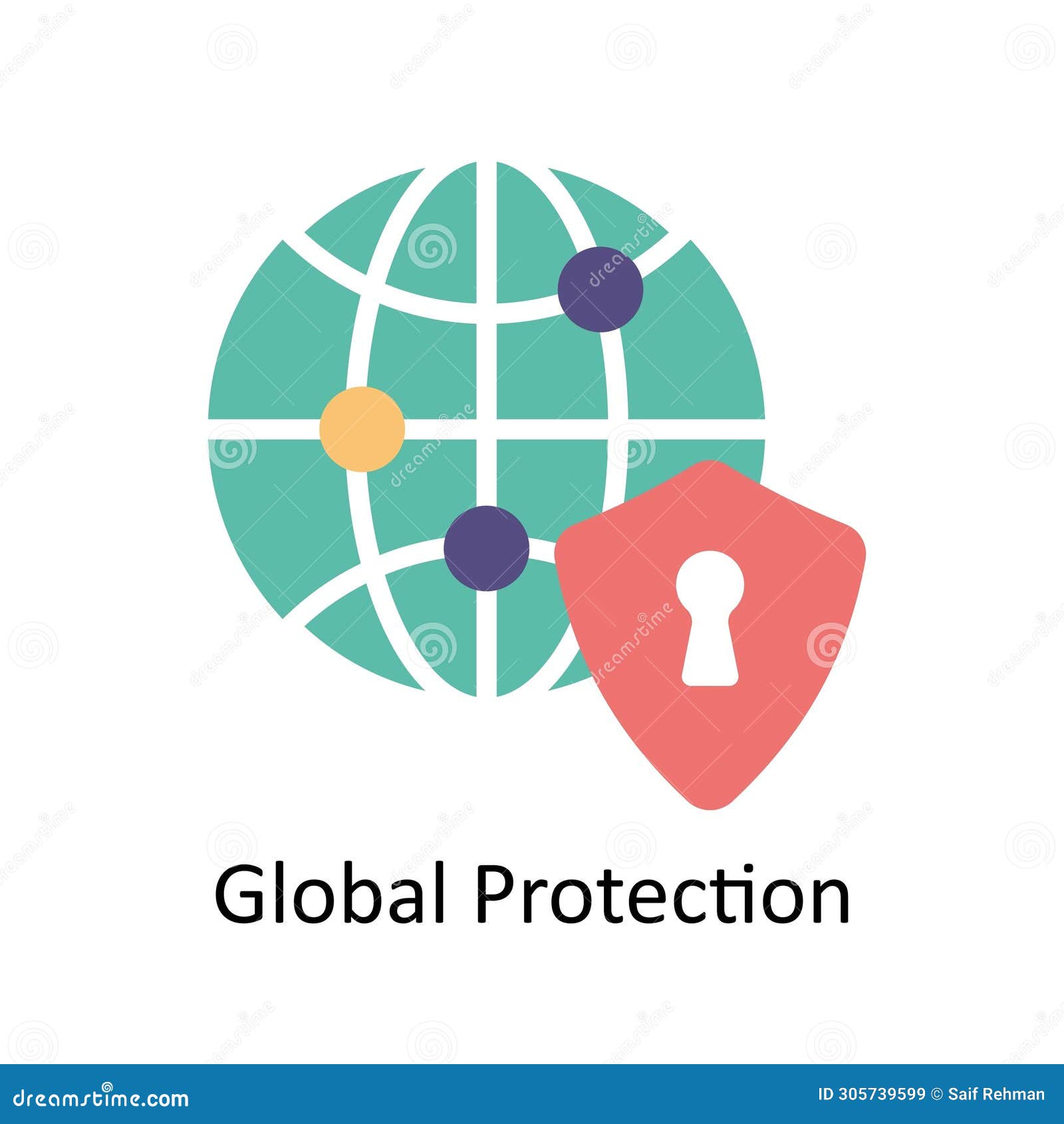 Global Protection Vector Flat Icon Style Illustration. EPS 10 File ...