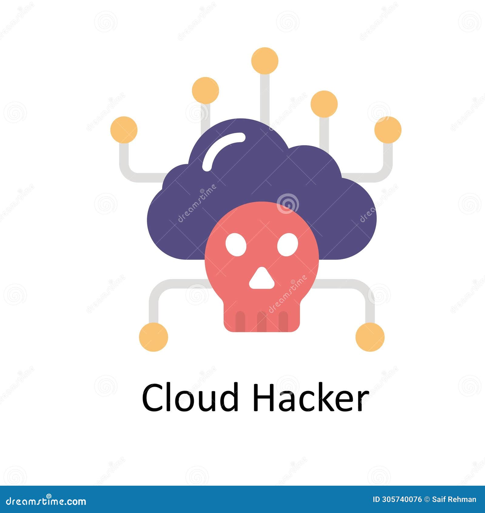 Cloud Hacker Vector Flat Icon Style Illustration. EPS 10 File Stock ...