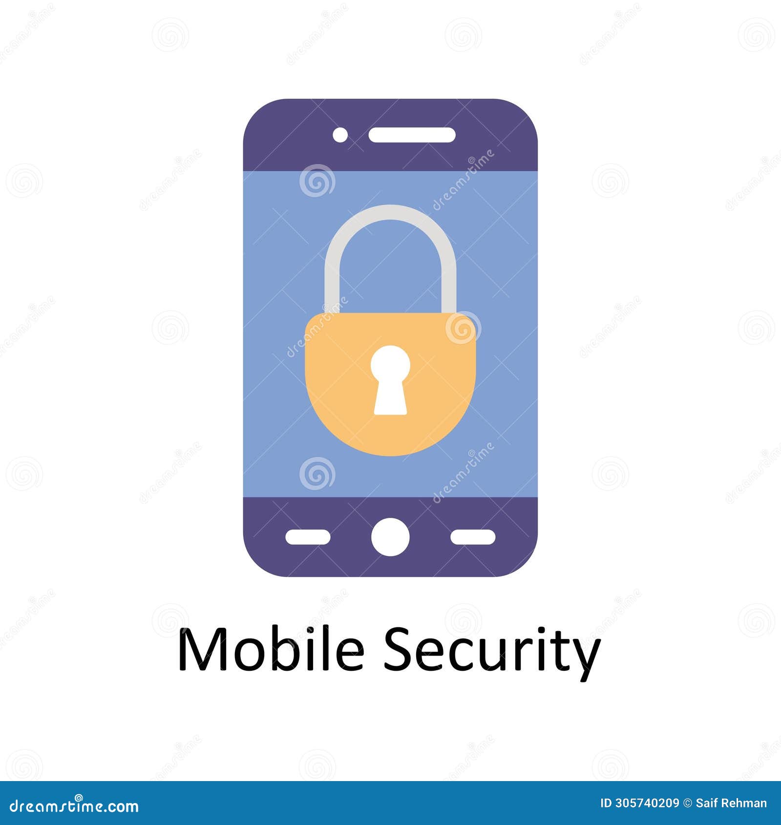 Mobile Security Vector Flat Icon Style Illustration. EPS 10 File Stock ...