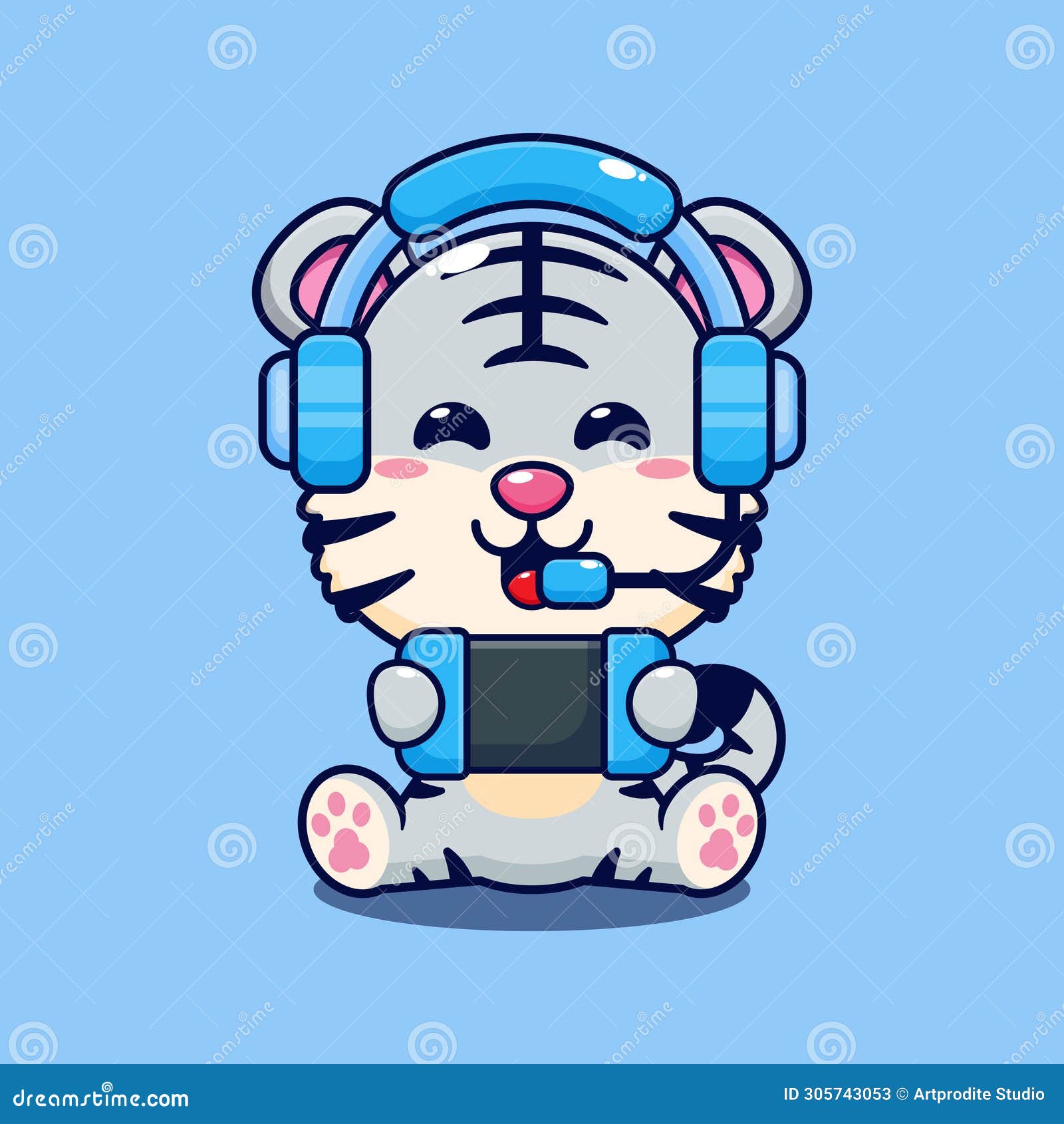 Tiger Gamer Cartoon Vector Illustration. | CartoonDealer.com #299789311