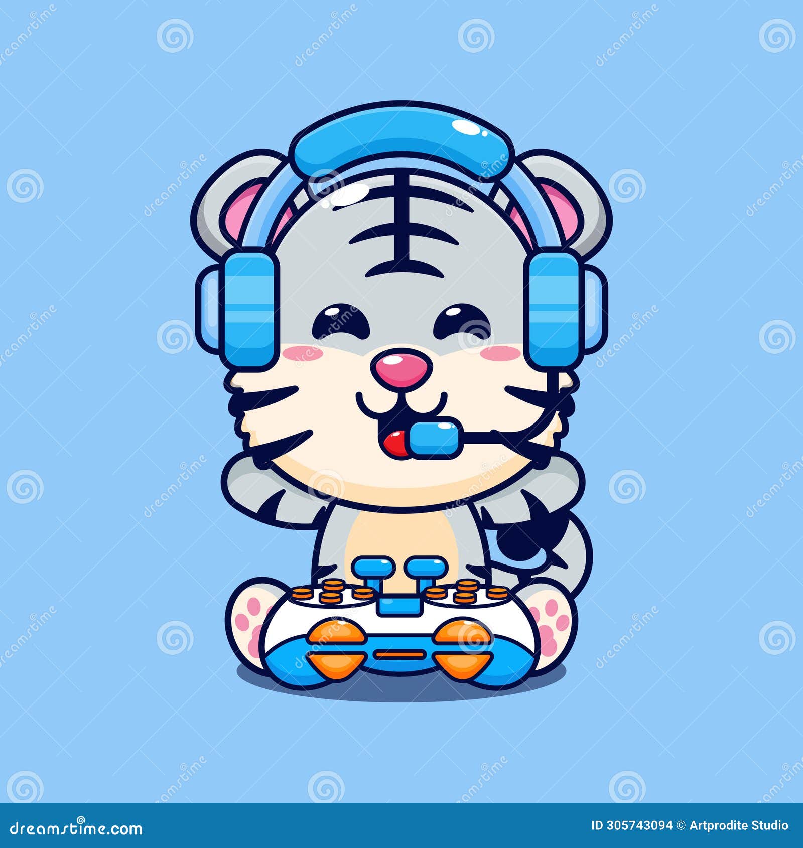 White Tiger Play a Game Cartoon Vector Illustration. Stock Vector ...