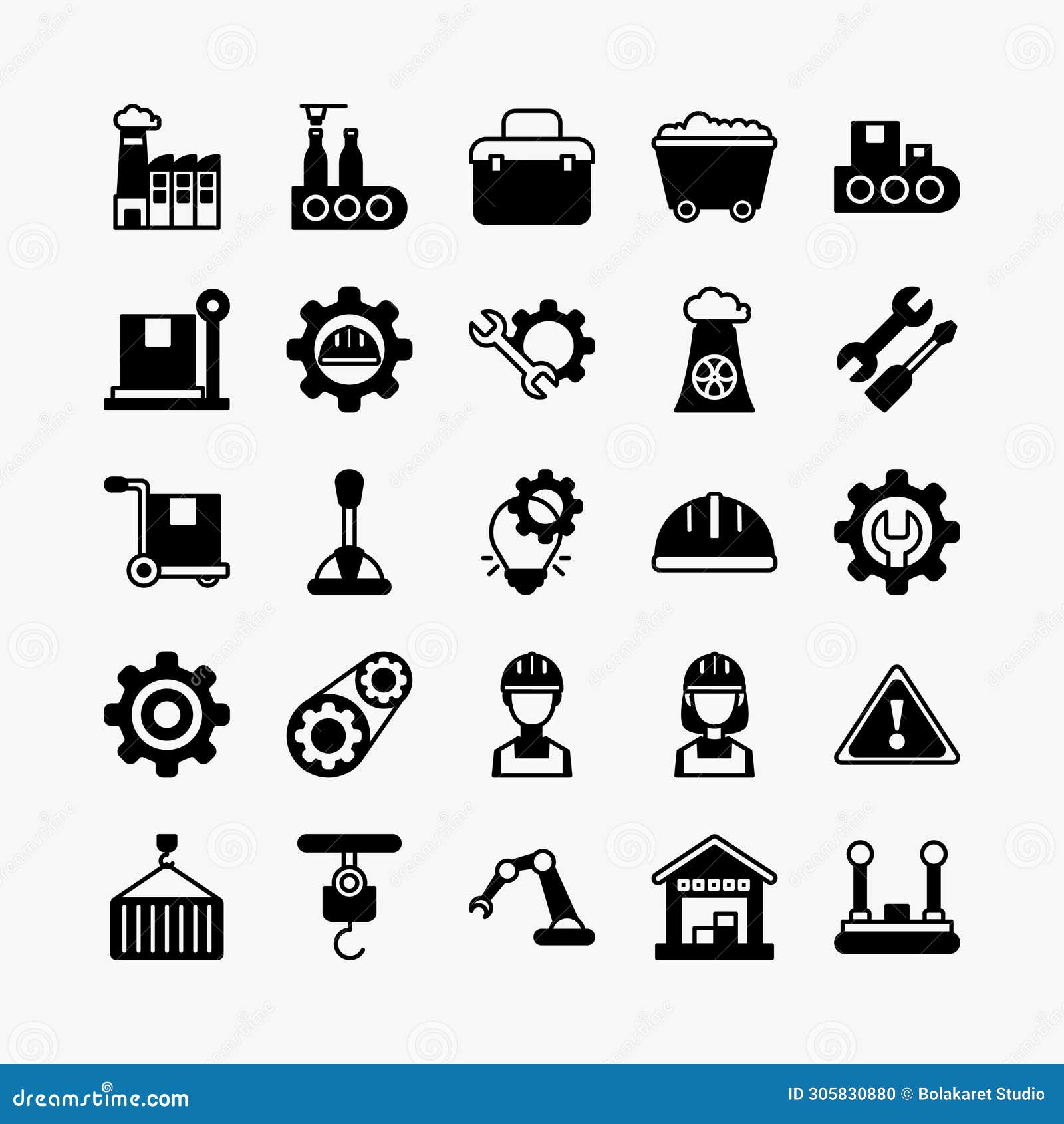 Manufacturing Icon Set. Industrial Vector Icon Set Stock Vector ...