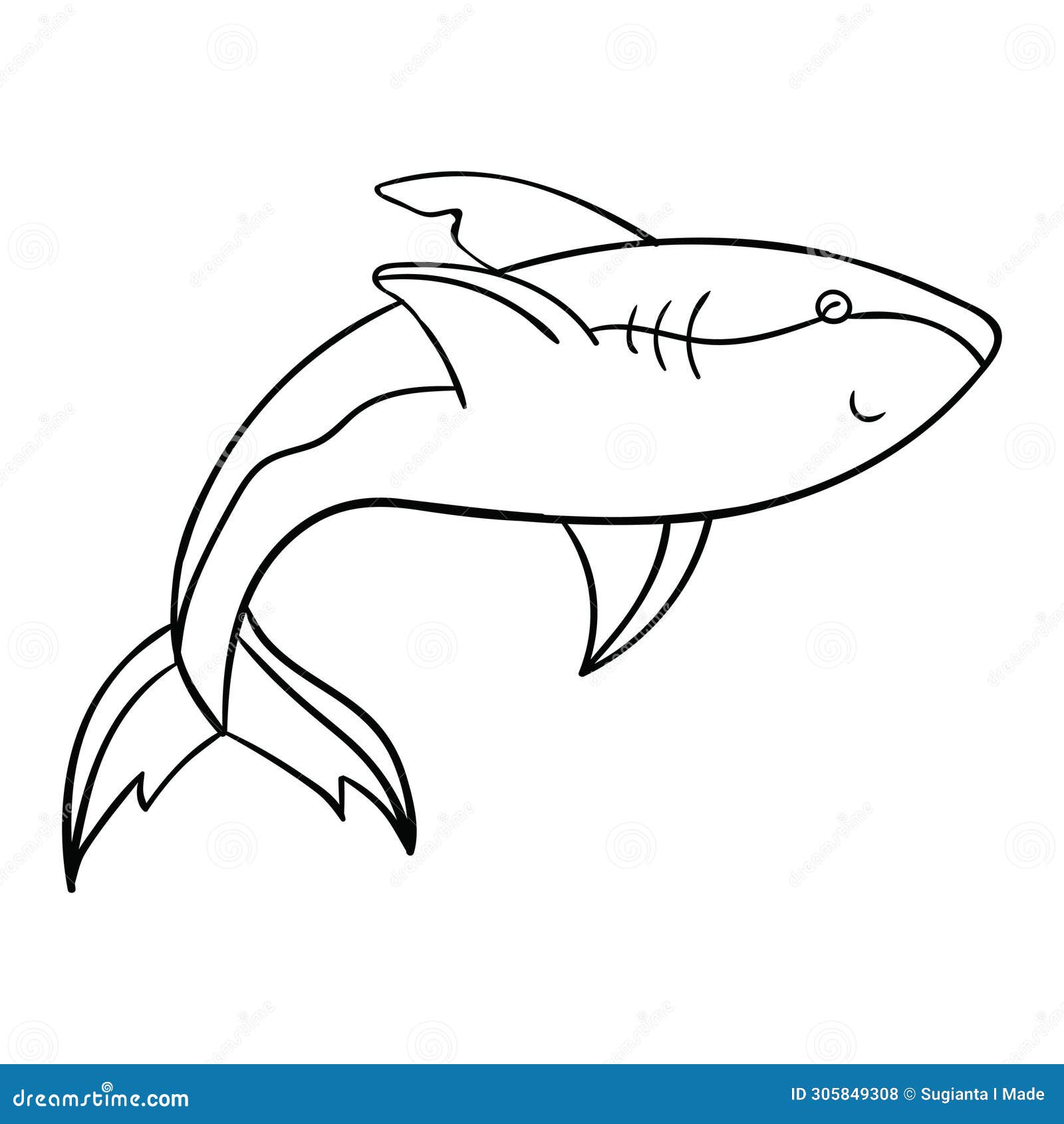 Shark hand drawing vector stock vector. Illustration of hand - 305849308