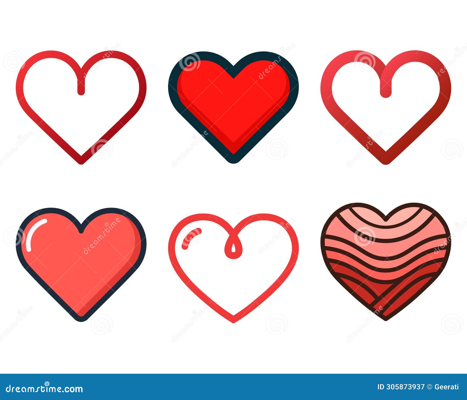Valentines Red Hearts Simple and Minimal Design, Vector Illustration ...