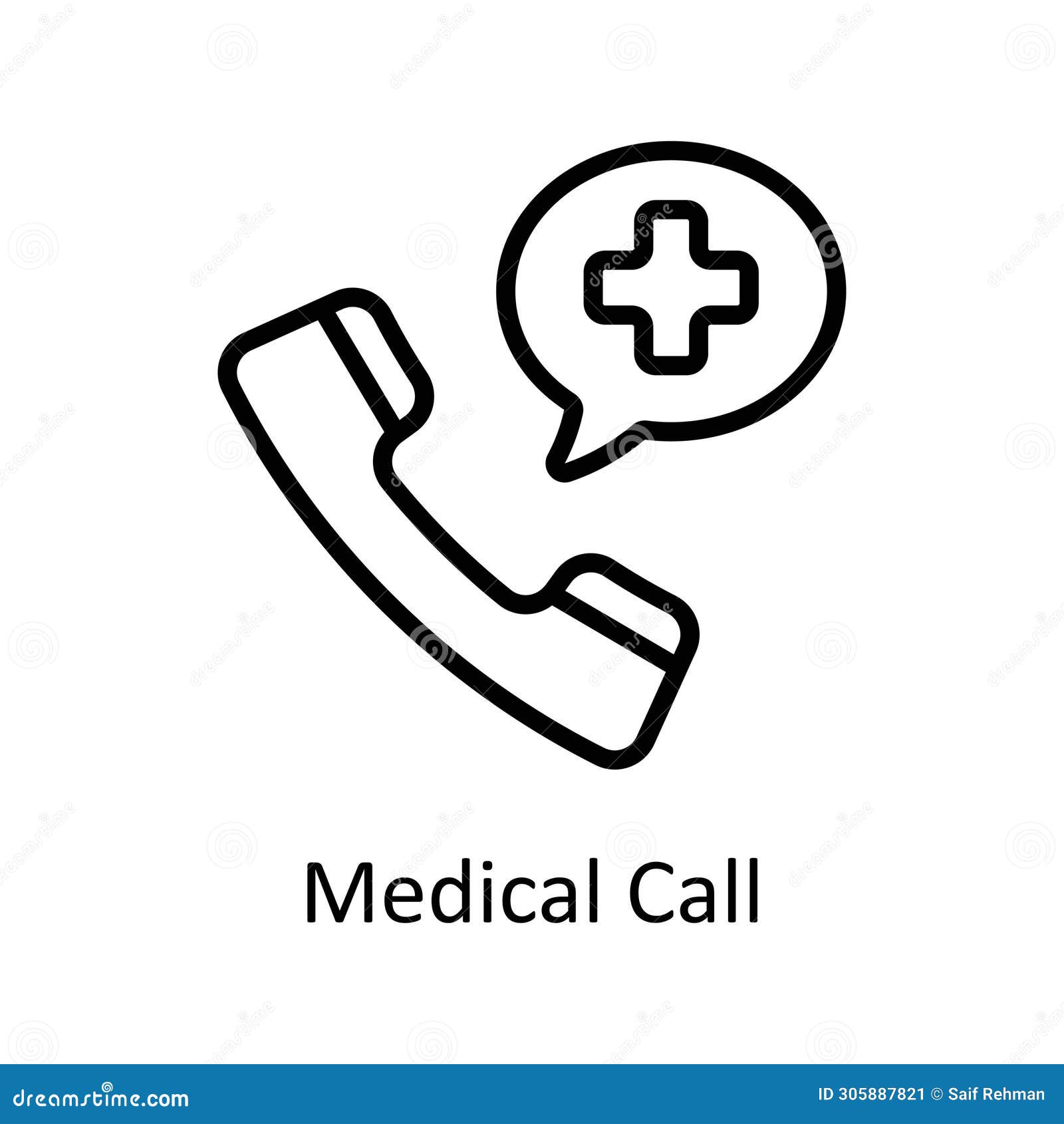 Medical Call Vector Outline Icon Style Illustration. EPS 10 File Stock ...