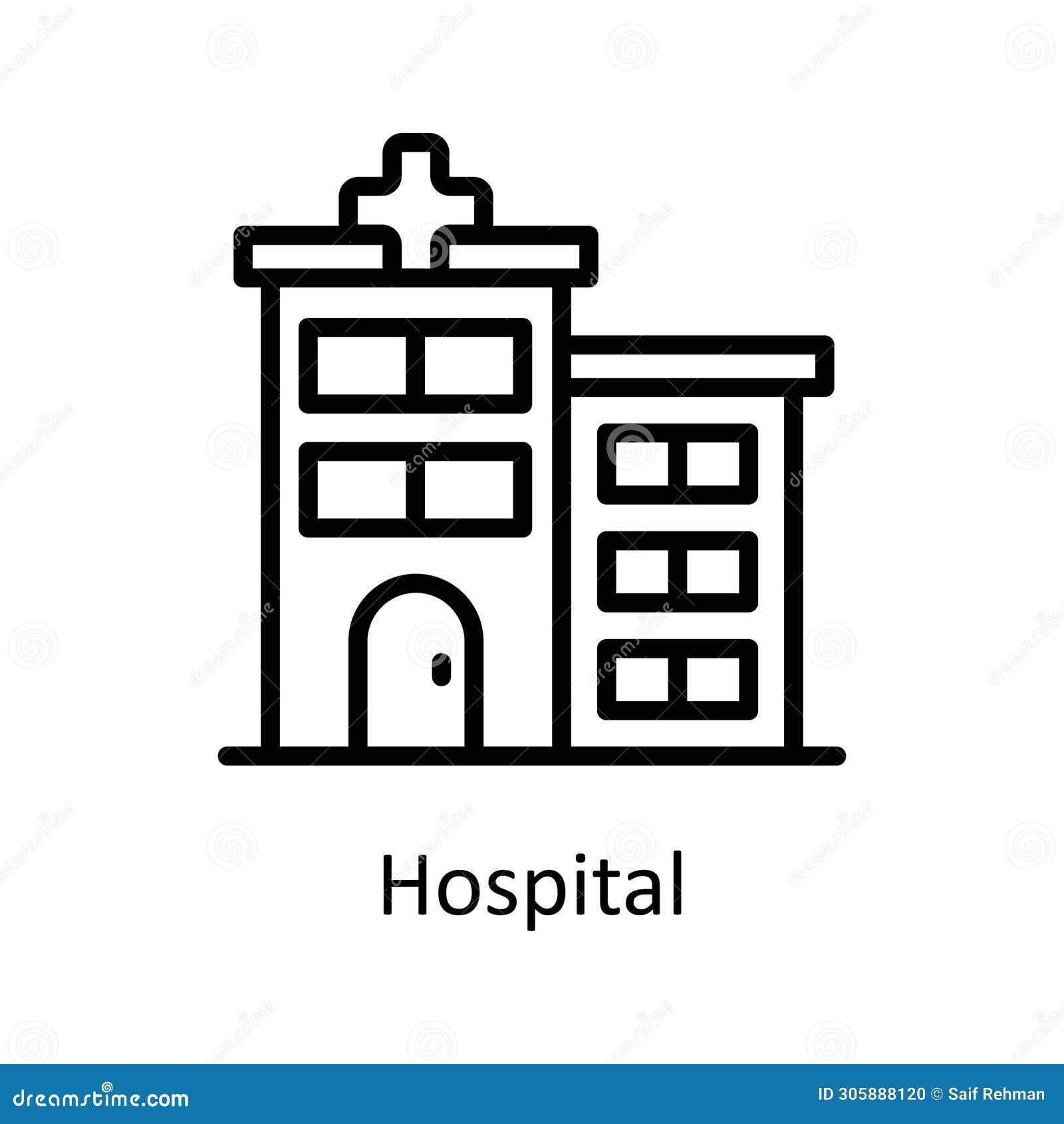 Hospital Vector Outline Icon Style Illustration. EPS 10 File Stock ...