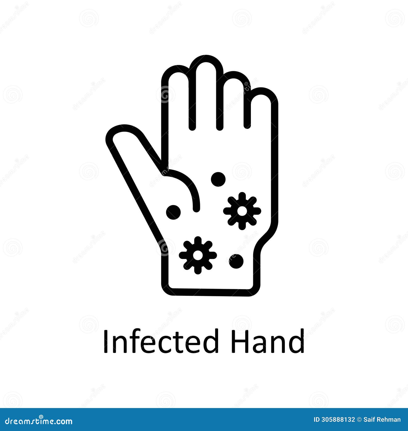 Infected Hand Vector Outline Icon Style Illustration. EPS 10 File Stock ...