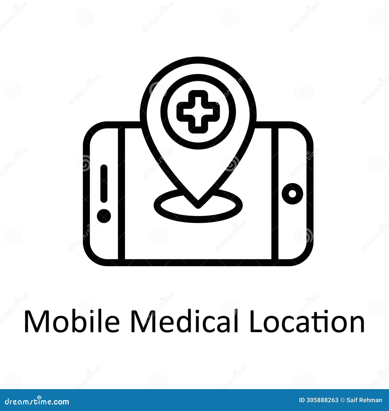 Mobile Medical Location Vector Outline Icon Style Illustration. EPS 10 ...