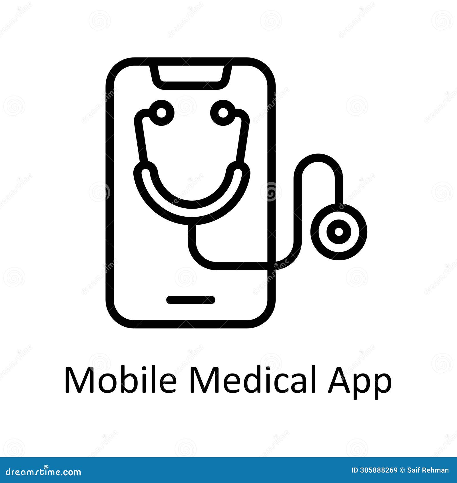 Mobile Medical App Vector Outline Icon Style Illustration. EPS 10 File ...