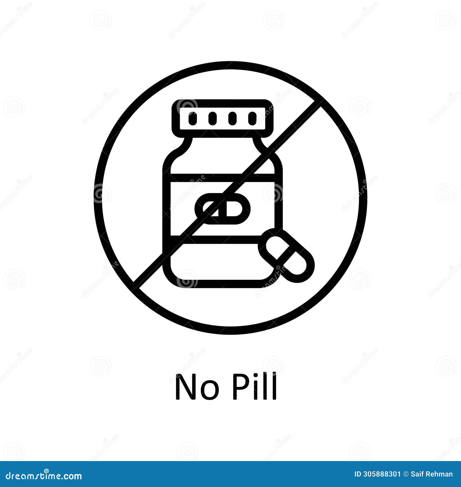 No Pill Vector Outline Icon Style Illustration. EPS 10 File Stock ...