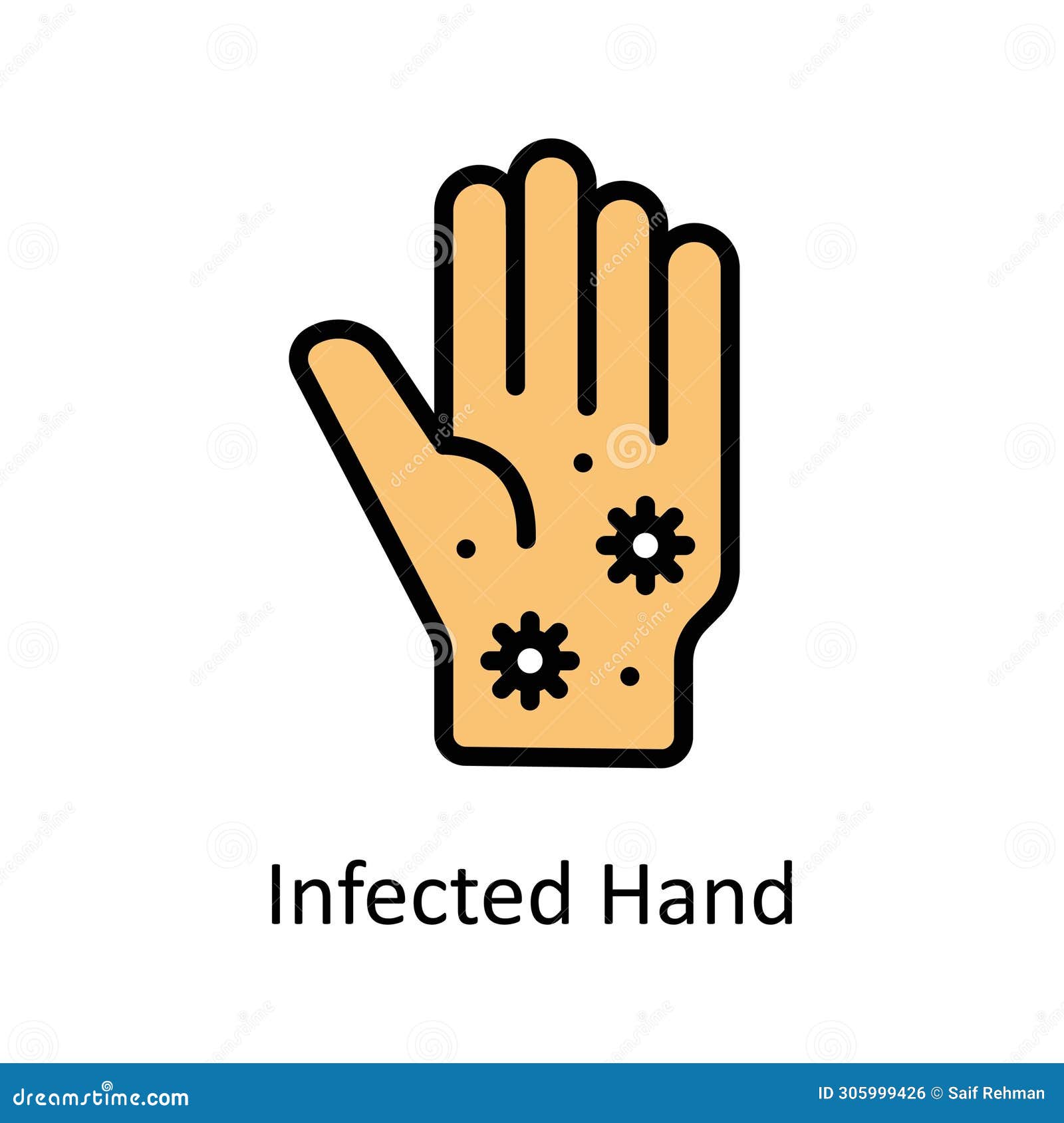 Infected Hand Vector Filled Outline Icon Style Illustration. EPS 10 ...