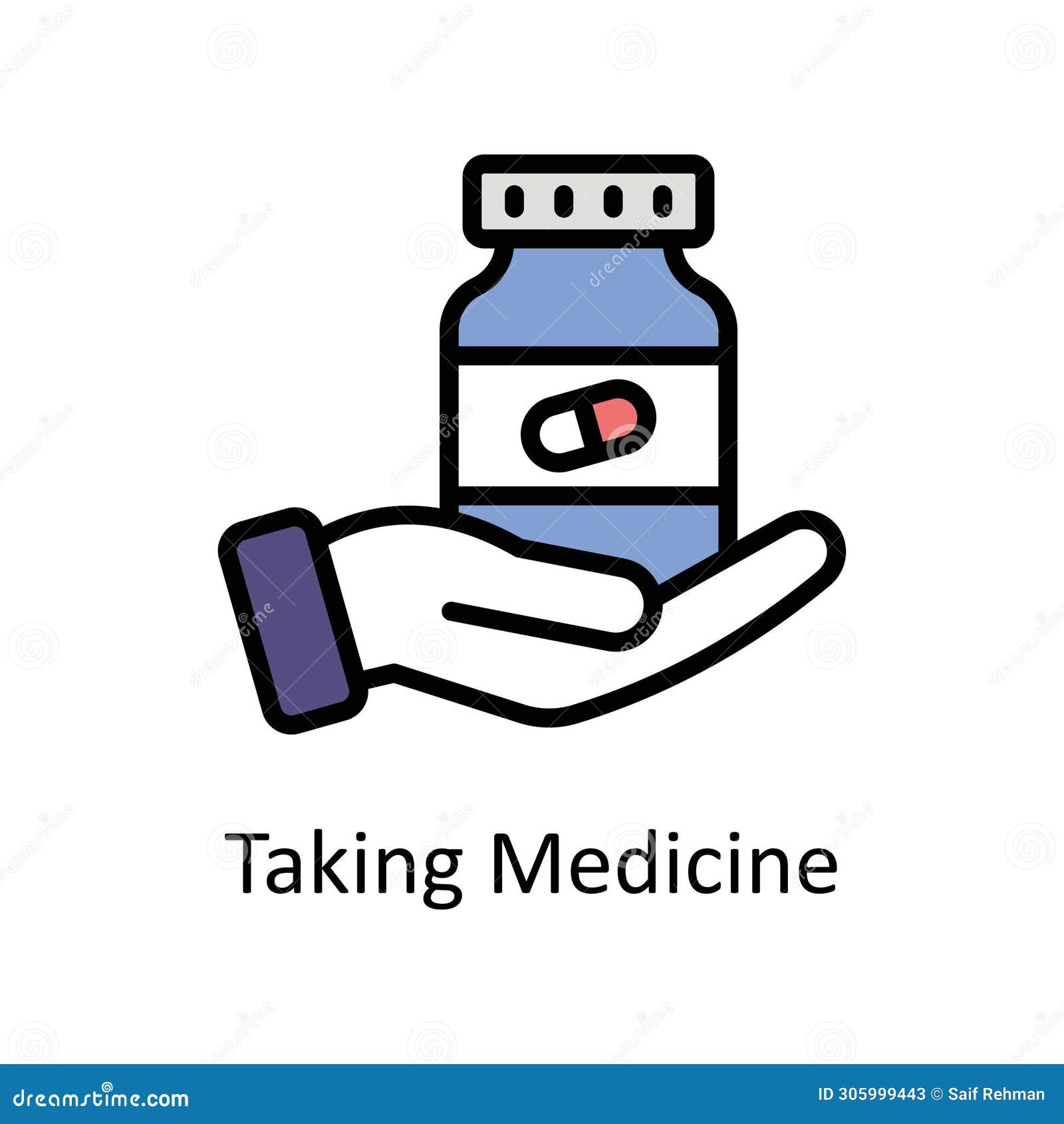 Taking Medicine Vector Filled Outline Icon Style Illustration. EPS 10 ...